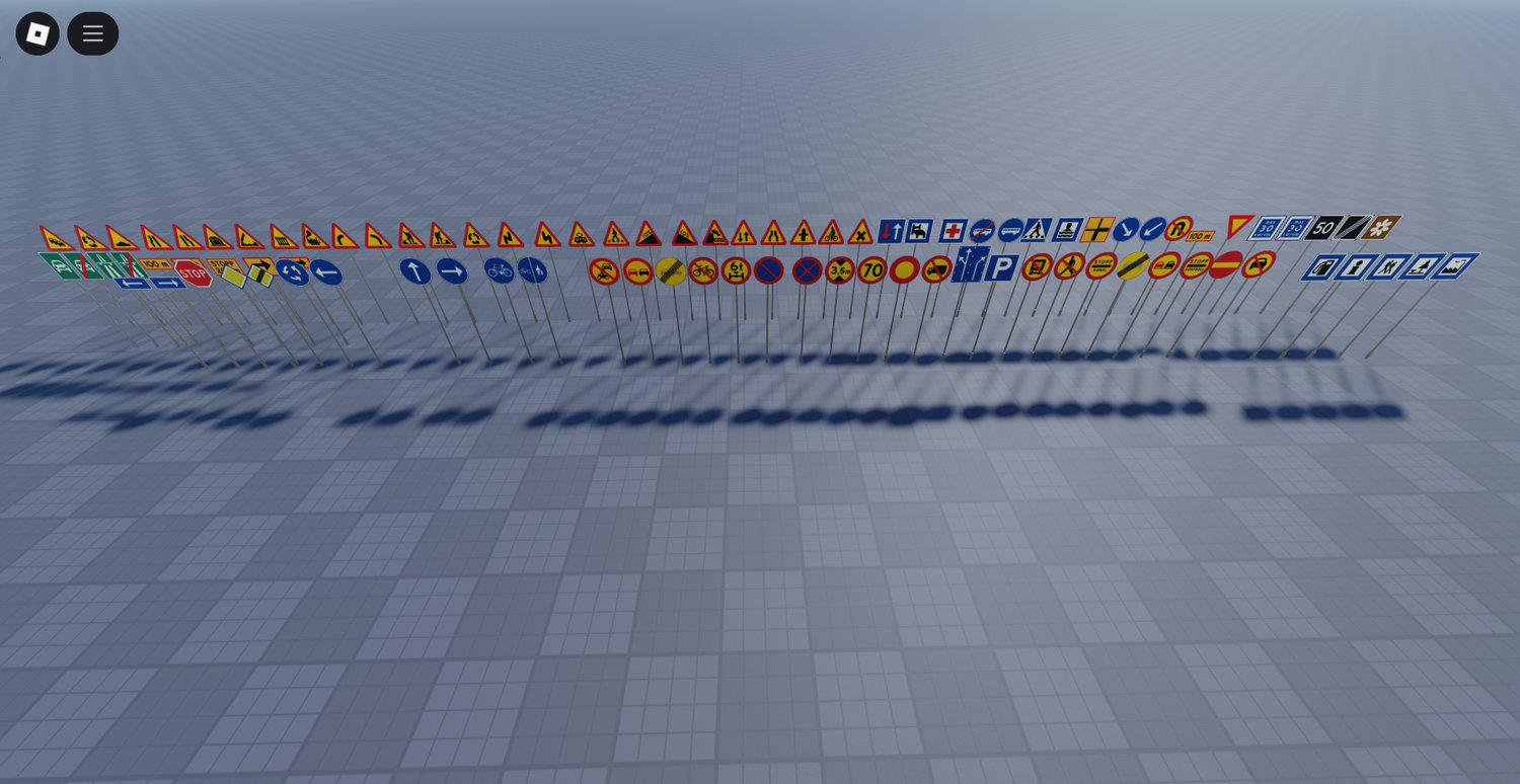 European Road Signs Pack – 80 Signs for Roblox