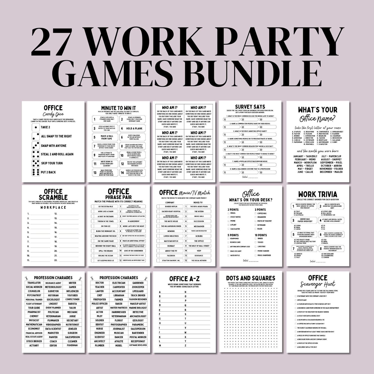 27 Printable Office Party Games – Fun Team Building & Icebreaker ...