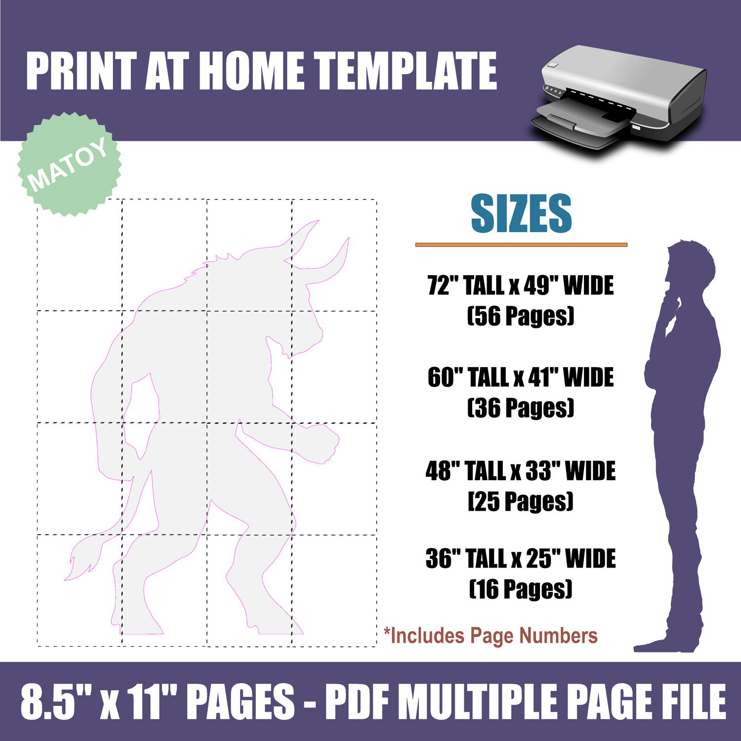 Minotaur Mythical Party and Wall Decor | Printable Life-Size Silhouette ...