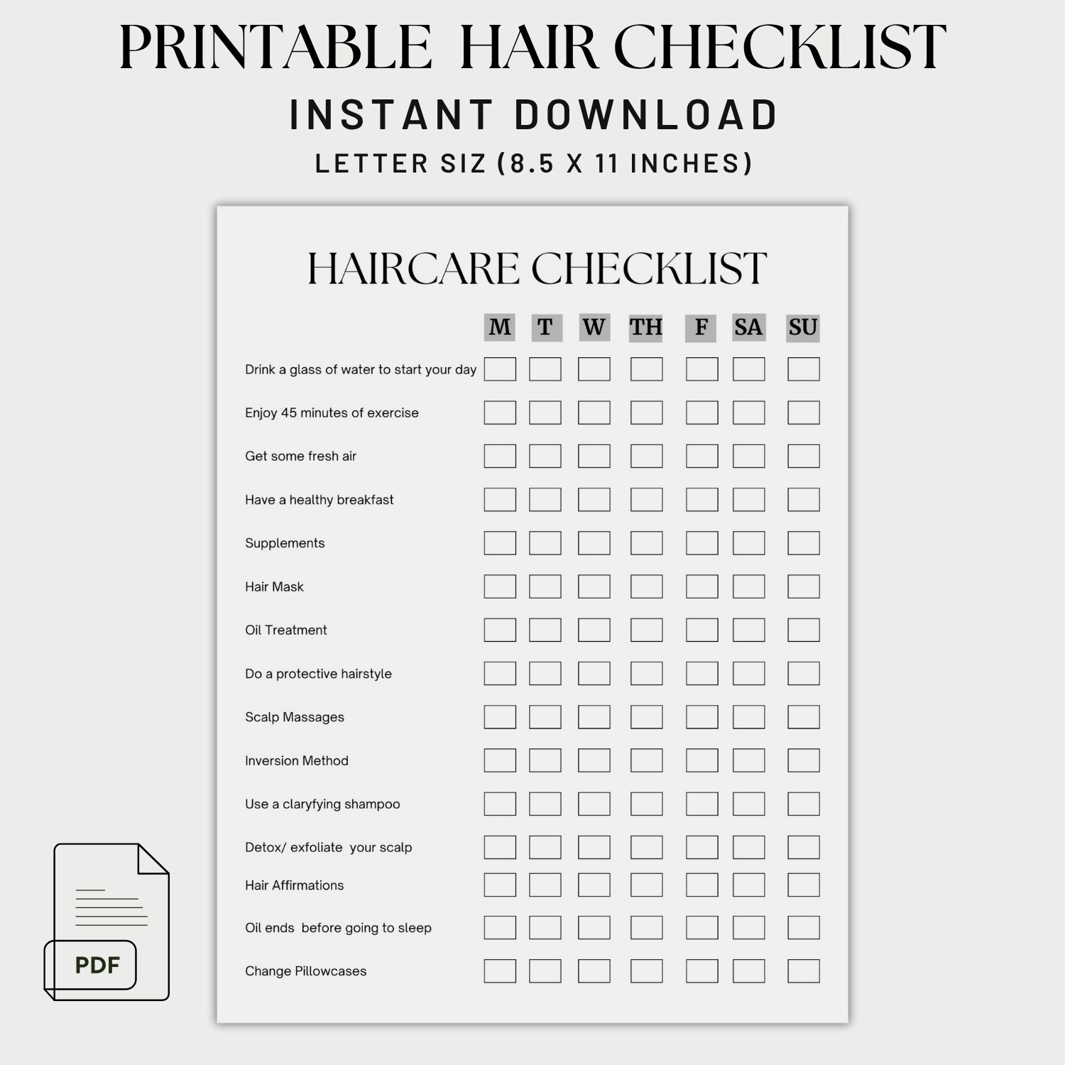 Hair care checklist, printable hair care workbook and planner - Payhip