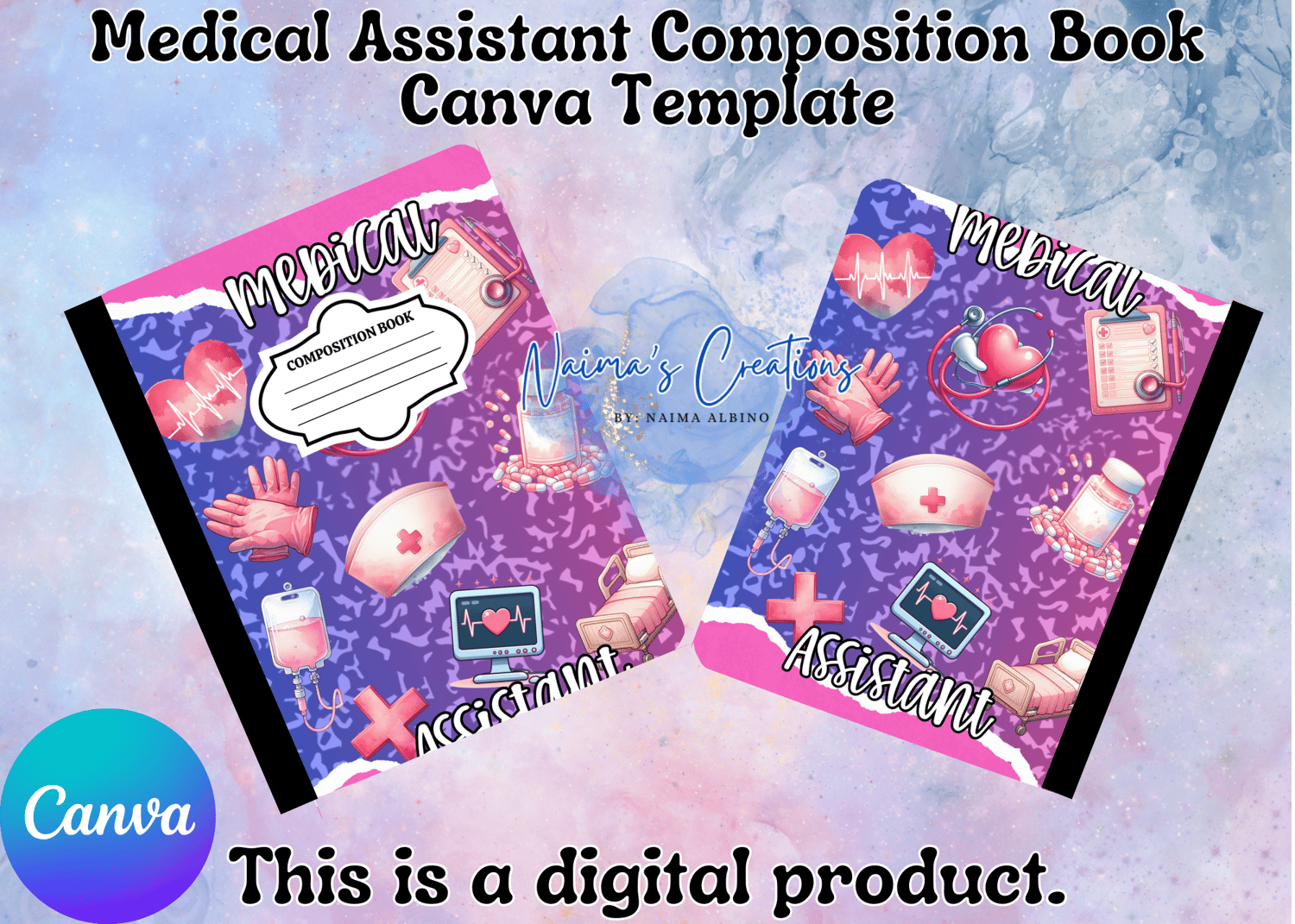 Medical Assistant Composition Book Editable Canva Template - Payhip