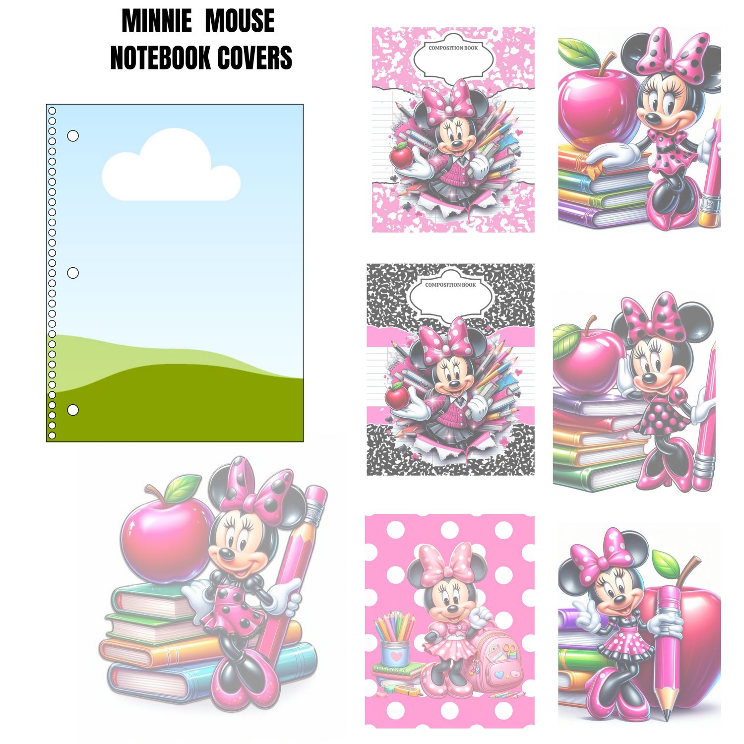 Spiral Notebook Cover Template Minnie Mouse Edition - Payhip