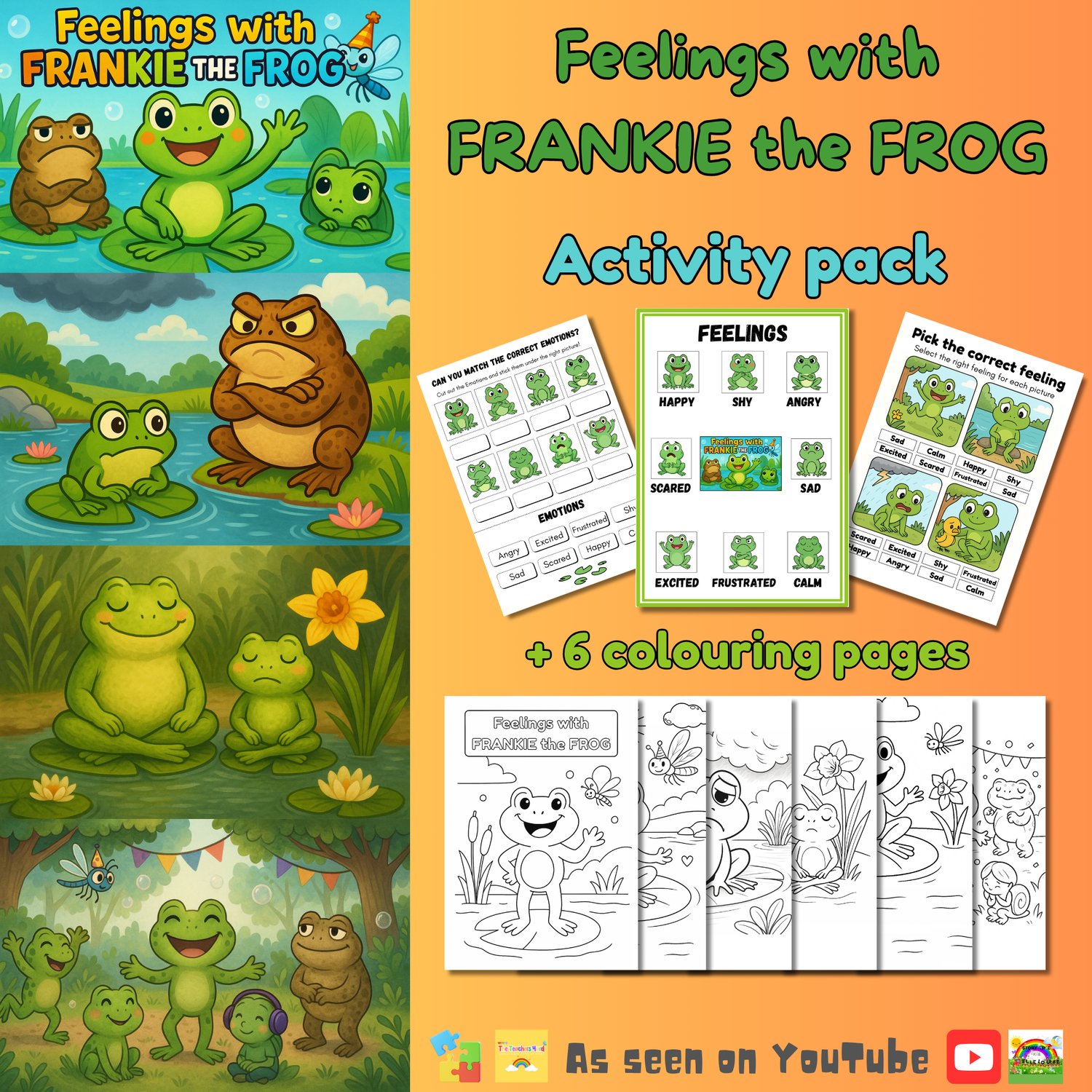 Feelings with Frankie the Frog activity pack | learning emotions | Autism support - Payhip