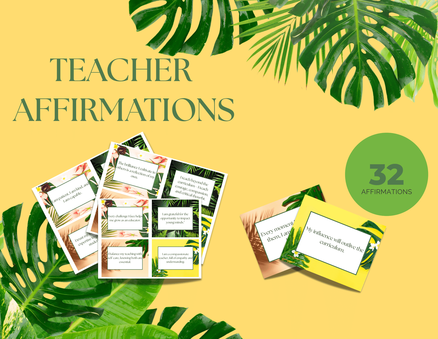 32 Affirmation Cards for Teachers – Printable & Digital Bundle - Payhip