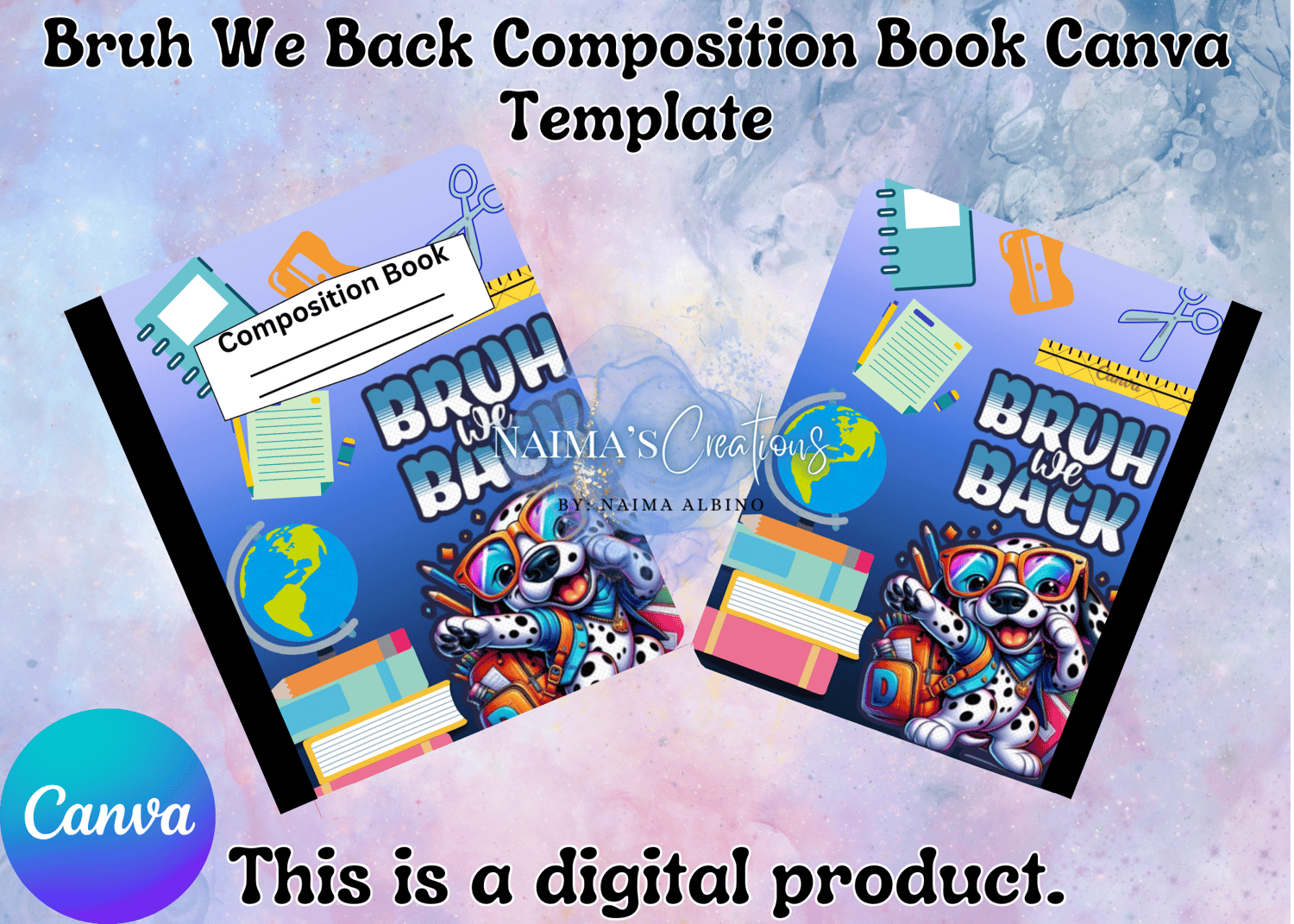 Bruh We Back Composition Book Editable Canva Template - Payhip