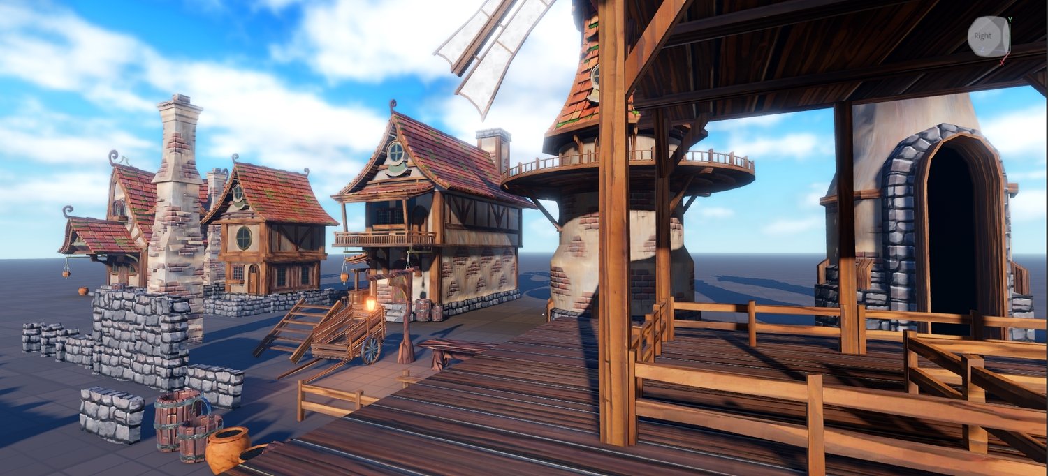 Stylized Roblox Fantasy Village Building Assets Pack