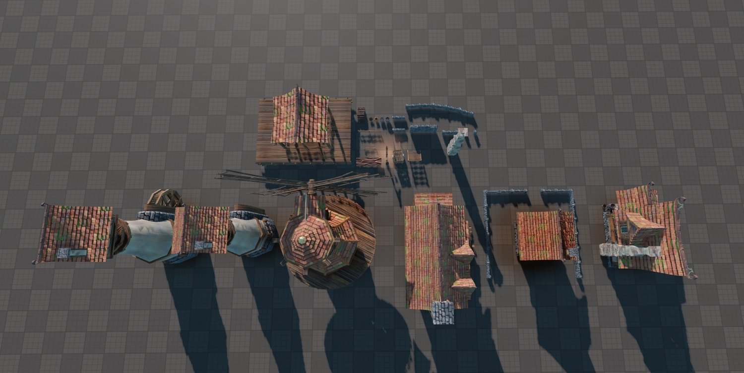 Stylized Roblox Fantasy Village Building Assets Pack