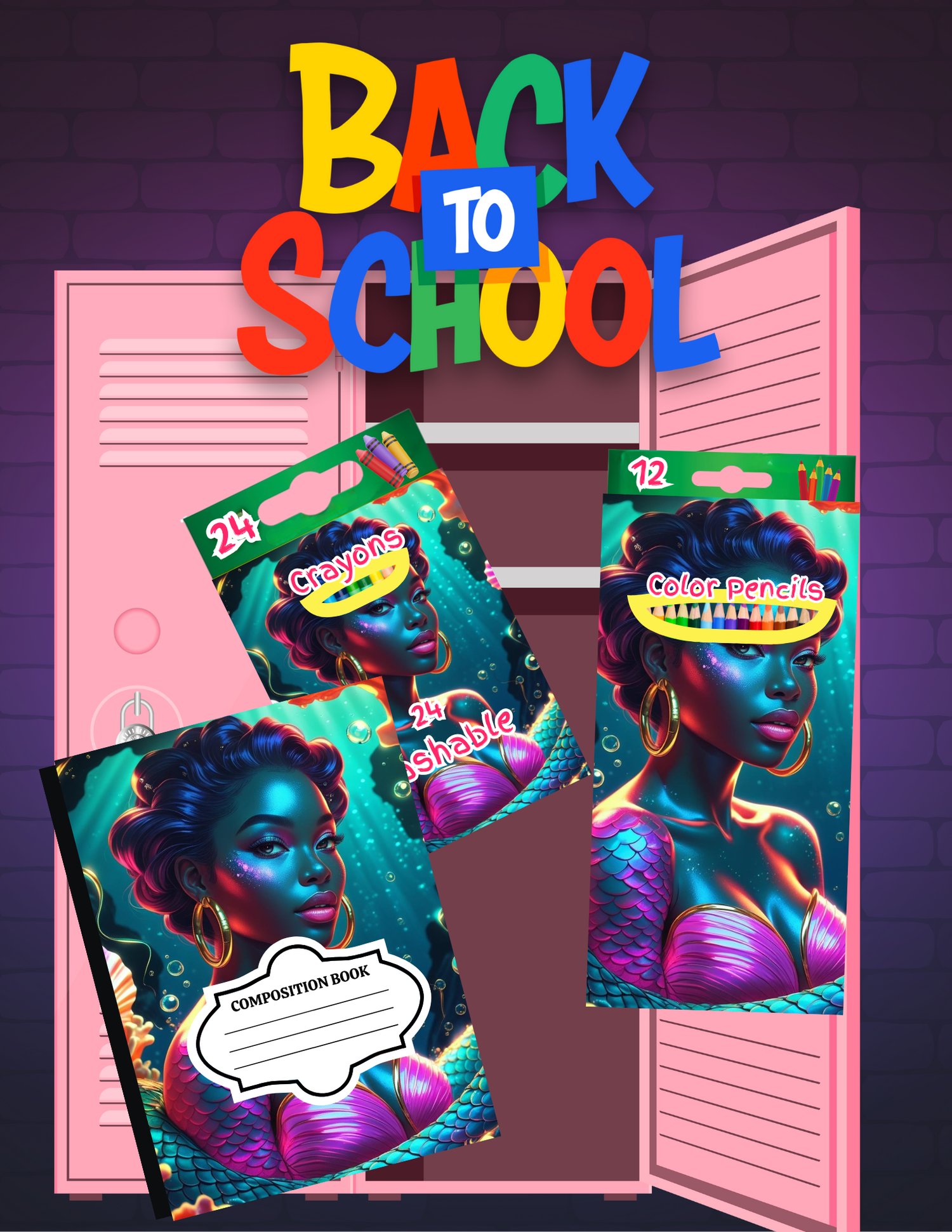 Back To School Crayon, Color Pencil, Composition Book Template - Payhip