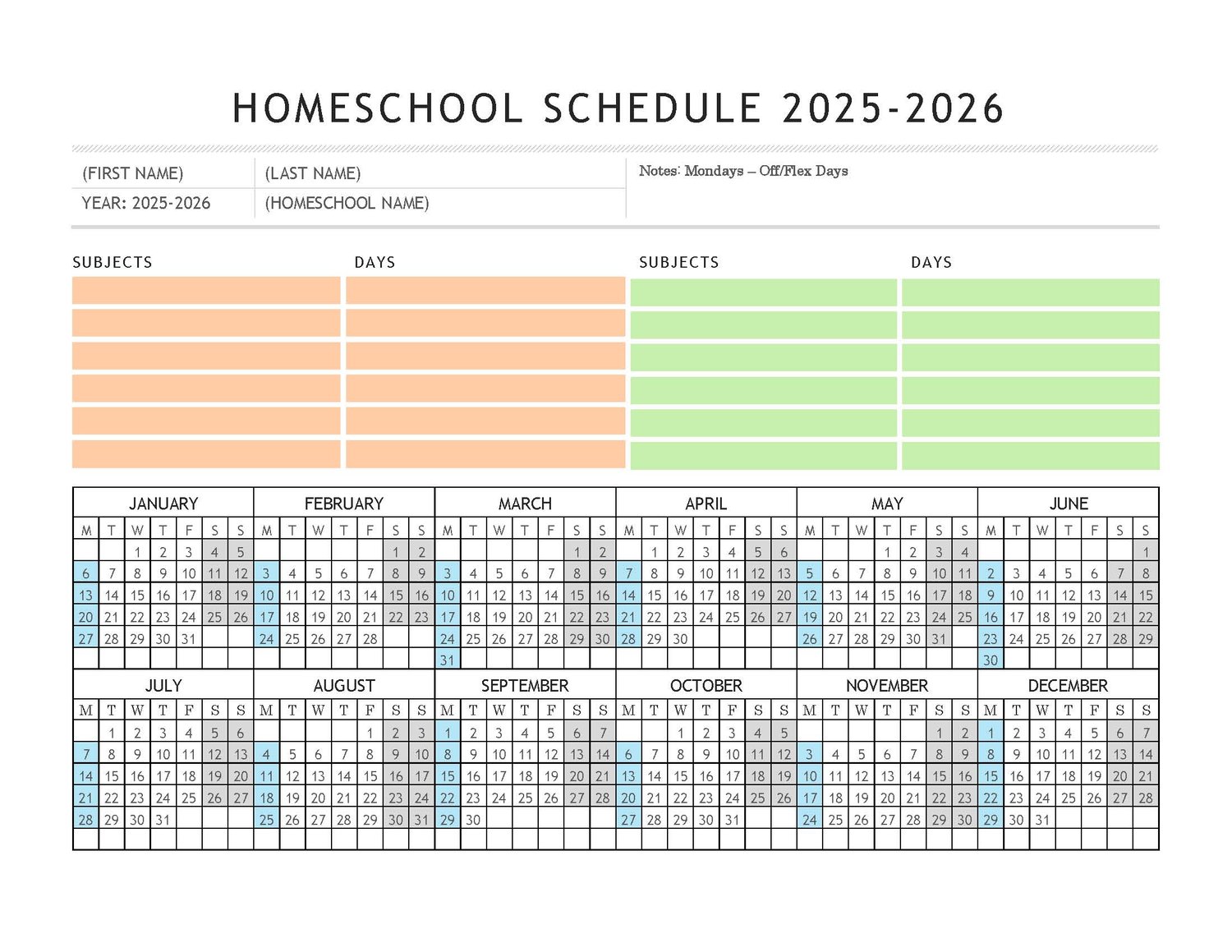 Homeschool Schedule 2025-2026 - Payhip