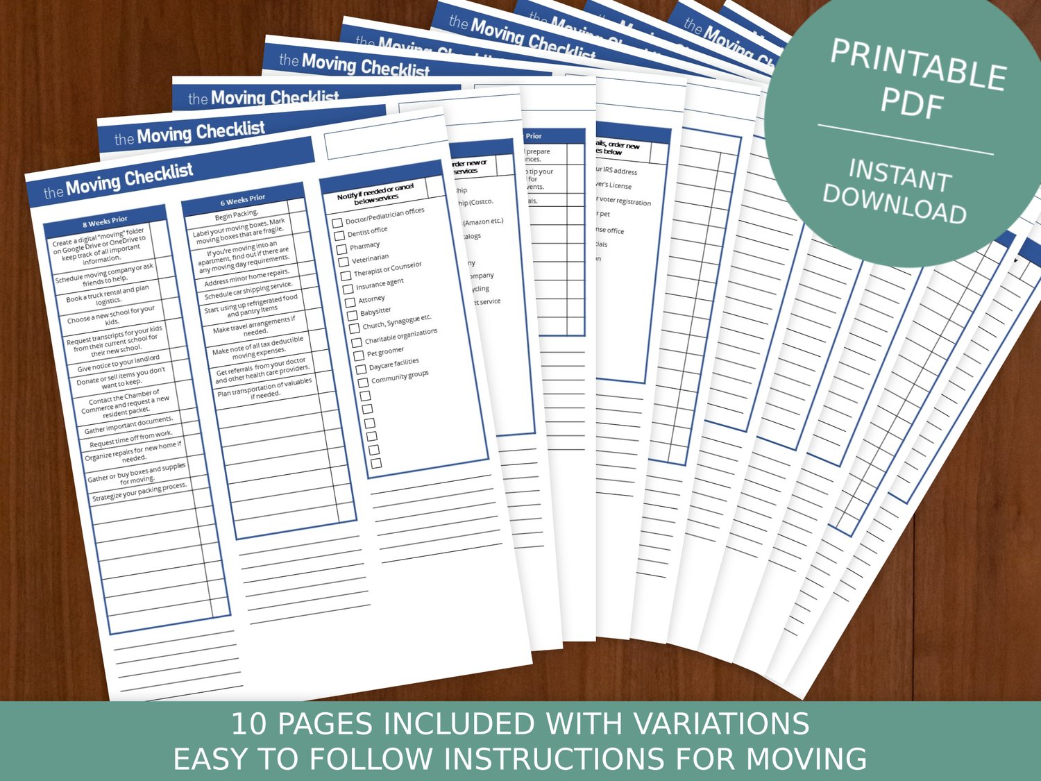 Moving Checklist, Moving Checklist Bundle, Printable Moving List ...