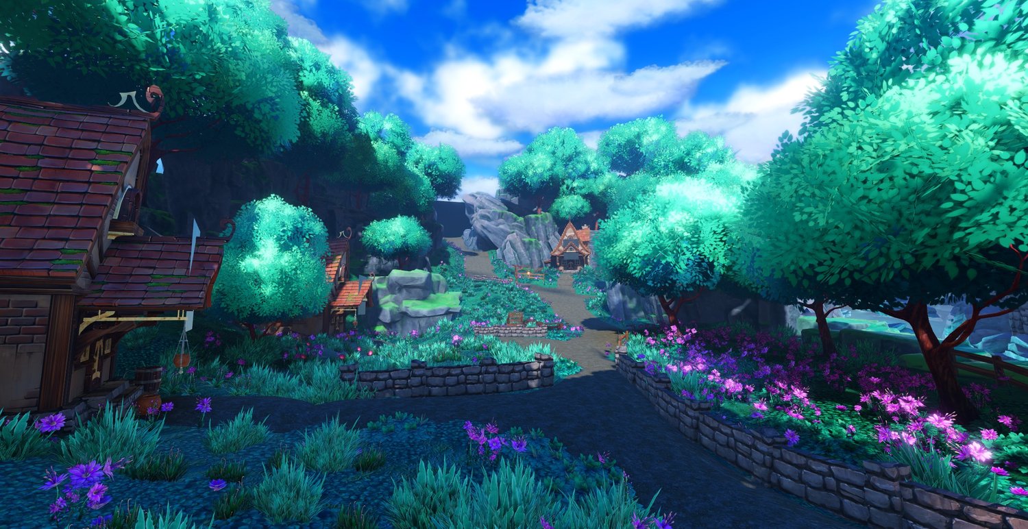 Anime-Styled Fantasy Village Roblox Map with Windmill & Waterfalls