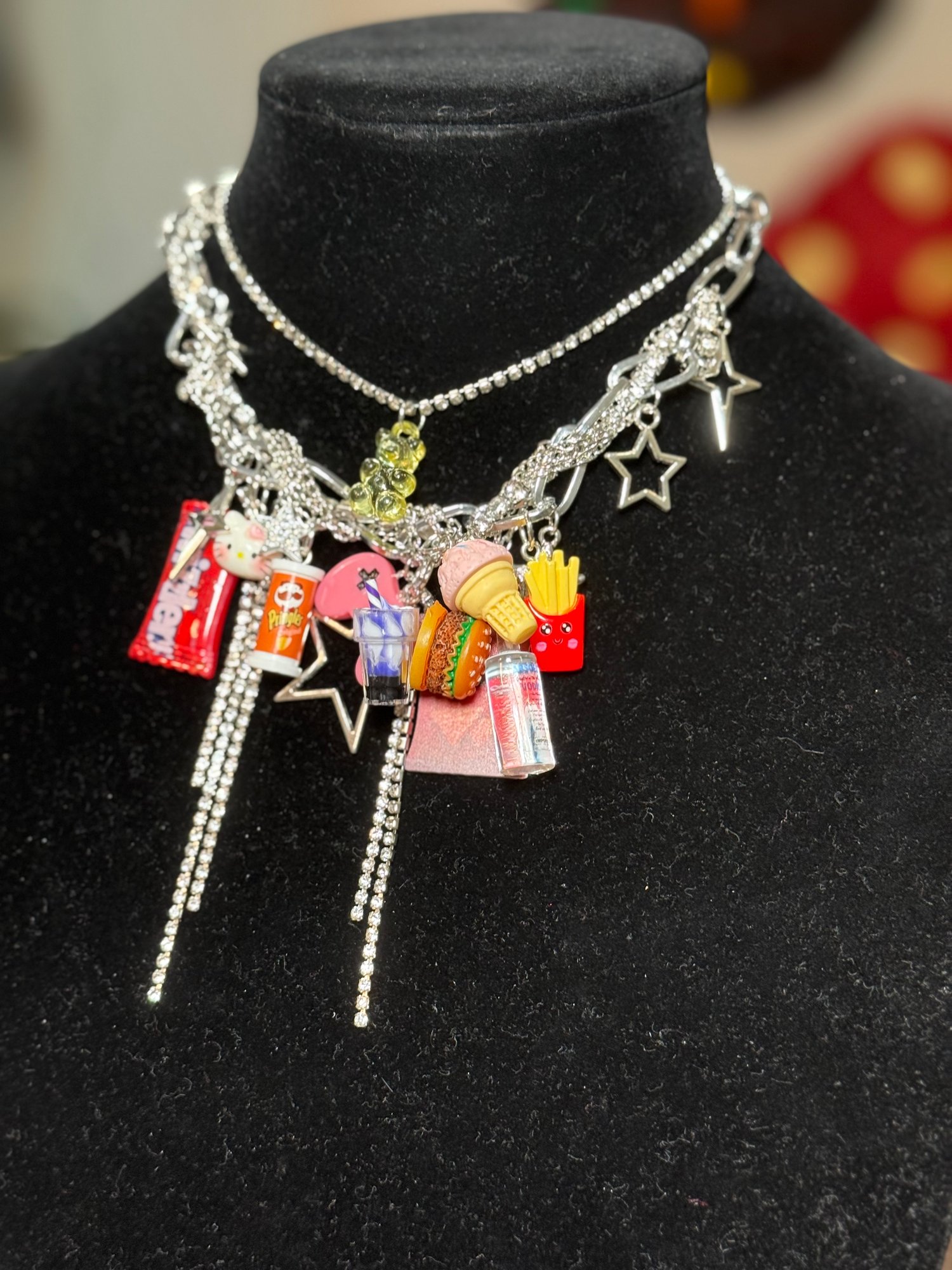 Y2K Fast Food Charm Choker Necklace – Retro Kawaii Statement Jewelry ...