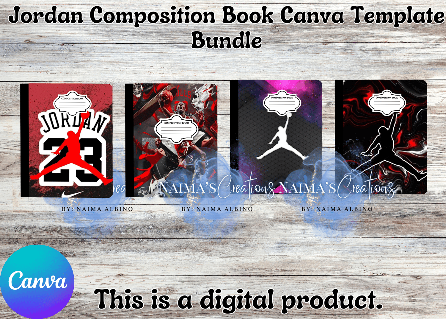 Jordan Composition Book Editable Canva Template Bundle - Payhip