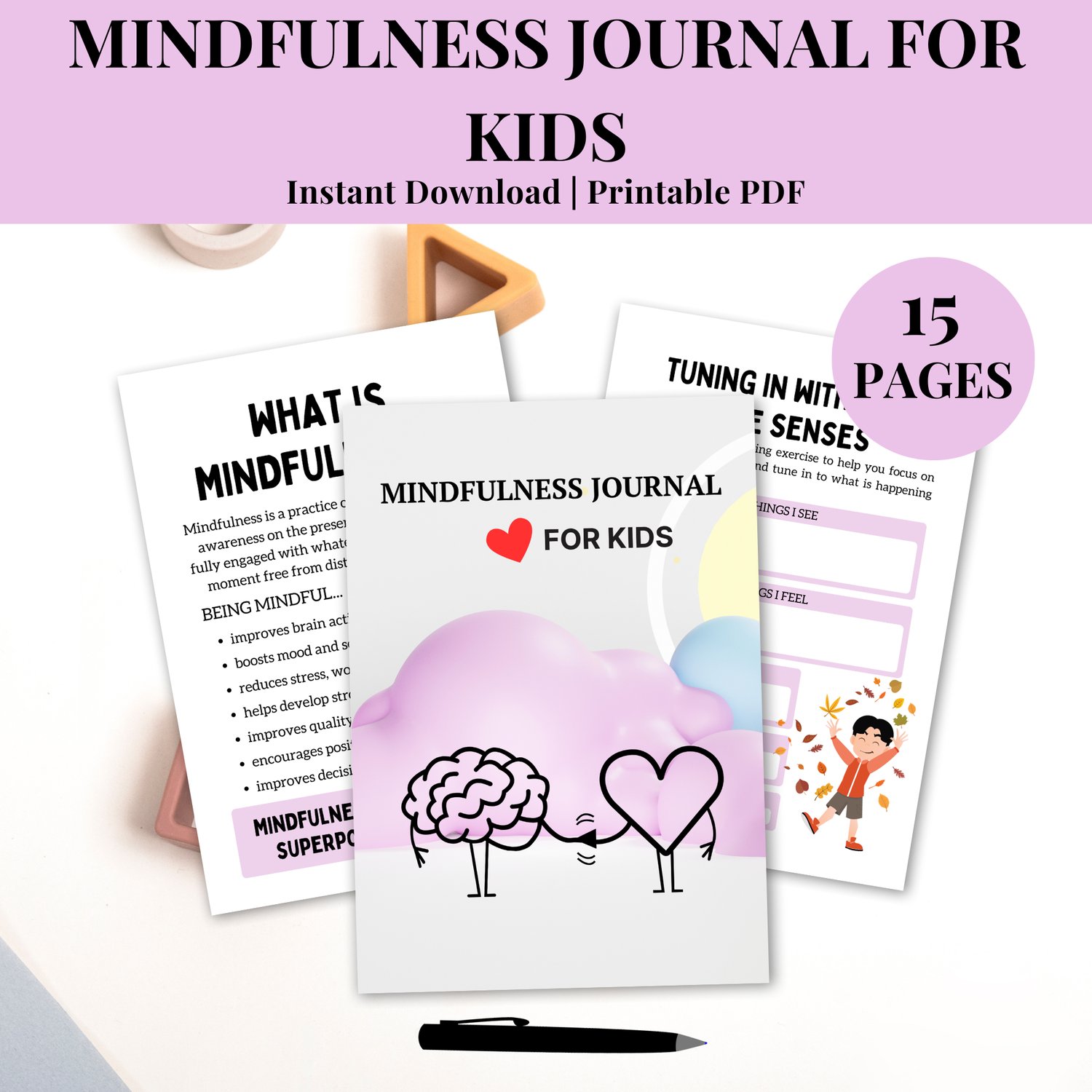 Printable Mindfulness Journal for Kids | Daily Reflection, Emotional ...
