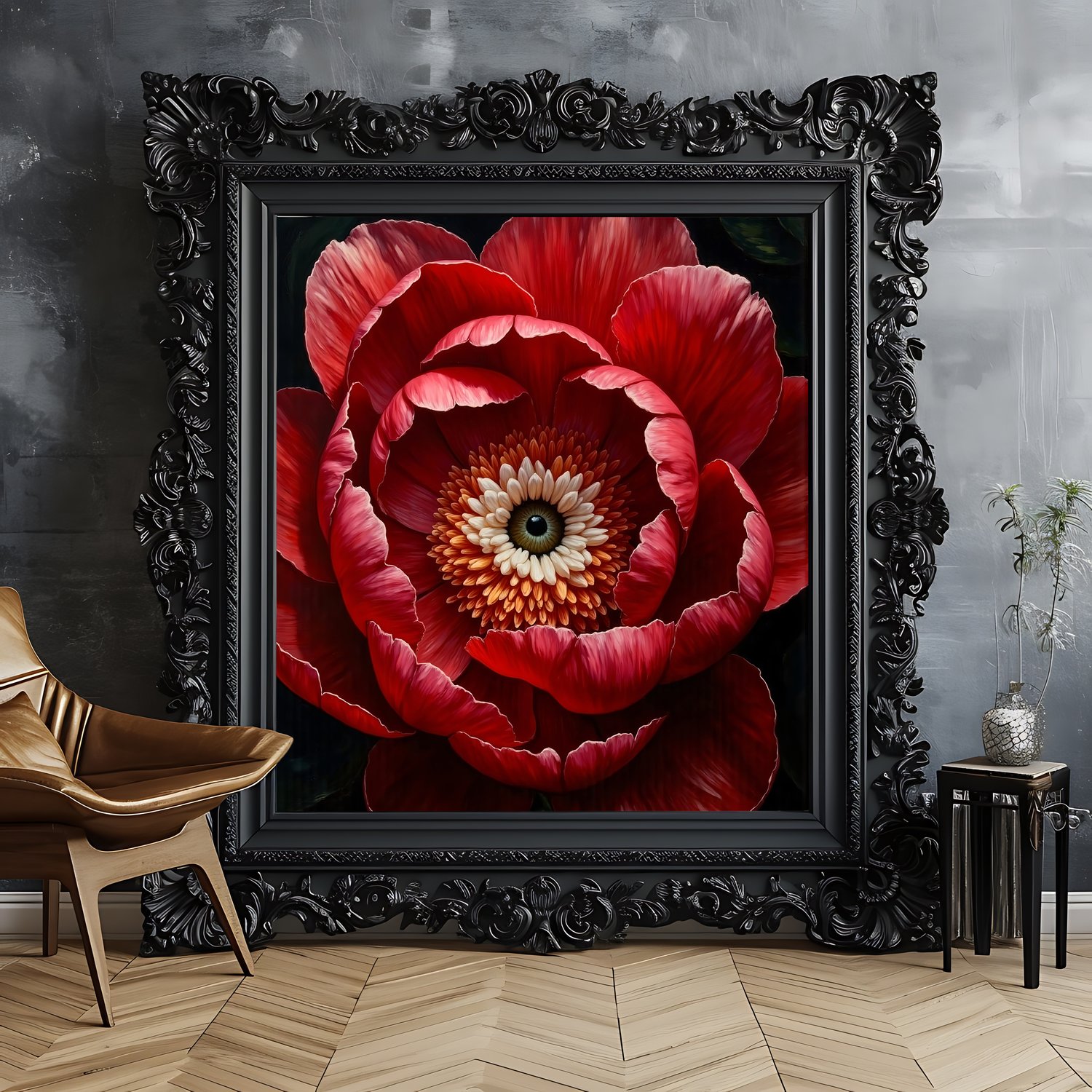 Red Flower With An Eye In Its Center | Macabre Art | Goth Macabre ...
