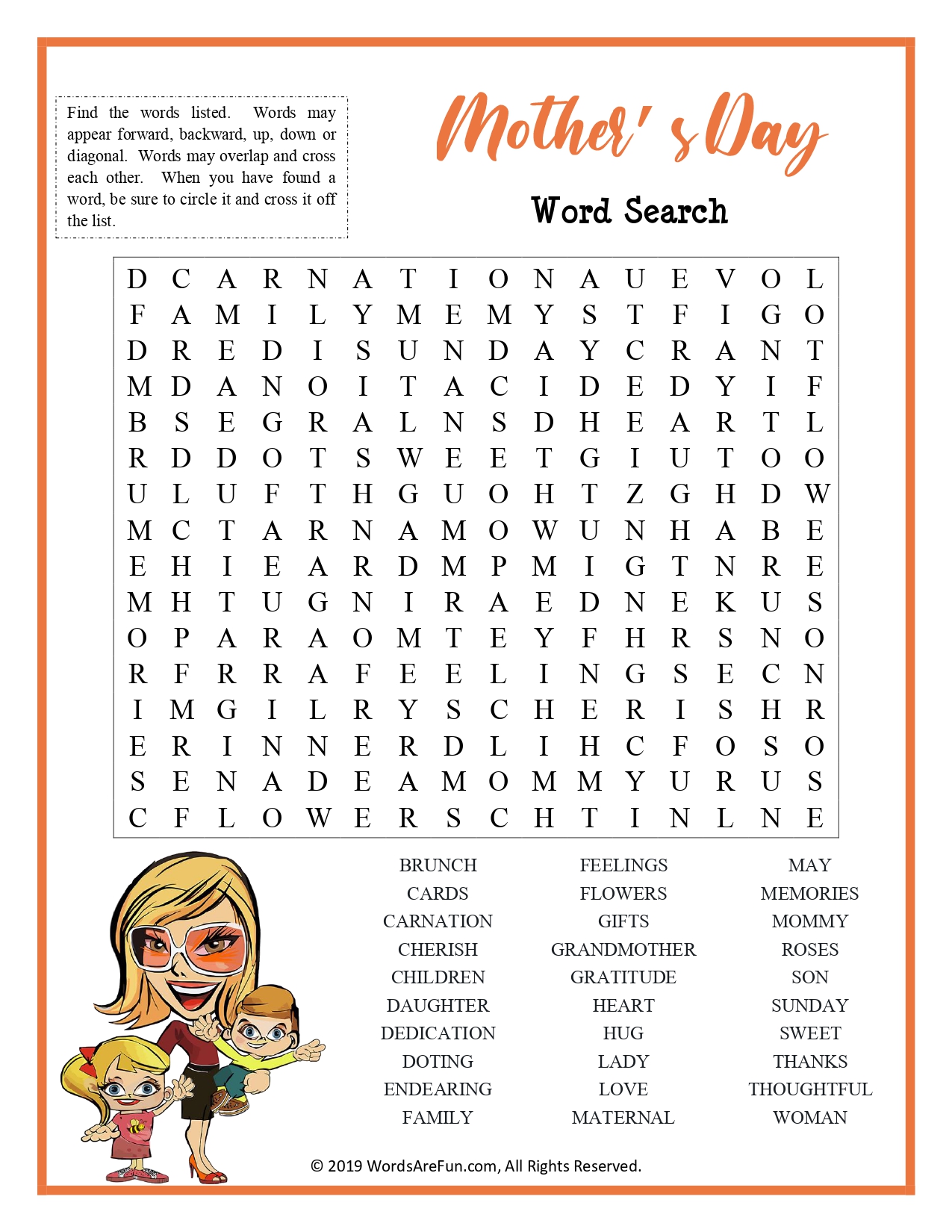 Mother’s Day Word Search Puzzle | Printable Activity Worksheet PDF for ...