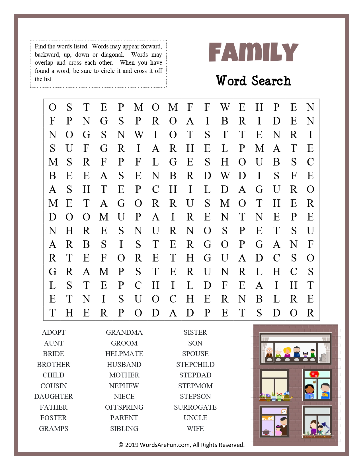 Family Word Search Printable | 30 Family Vocabulary Words | PDF Puzzle ...