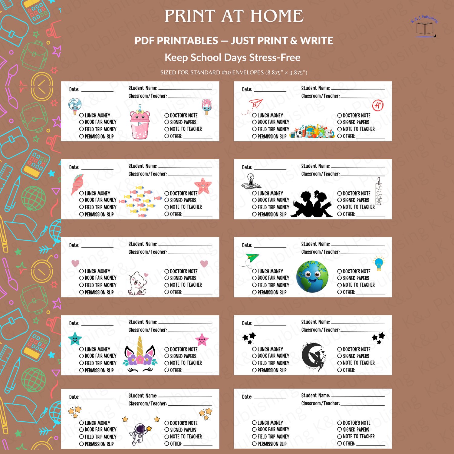 50 Printable School Envelopes | PDF Download - Payhip
