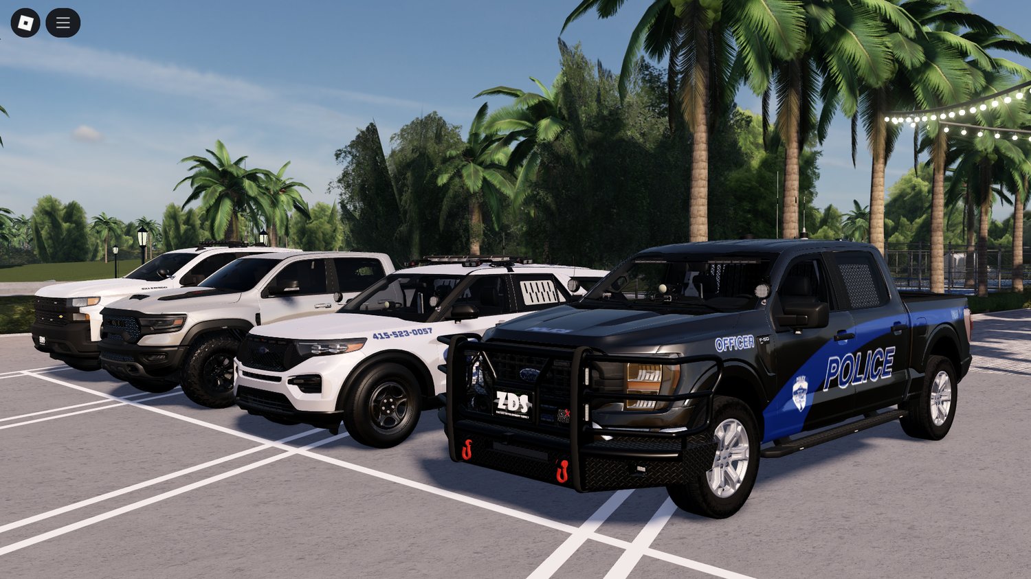 Roblox 4-Car Bundle – Police F-150, Explorer, RAM TRX & Silverado