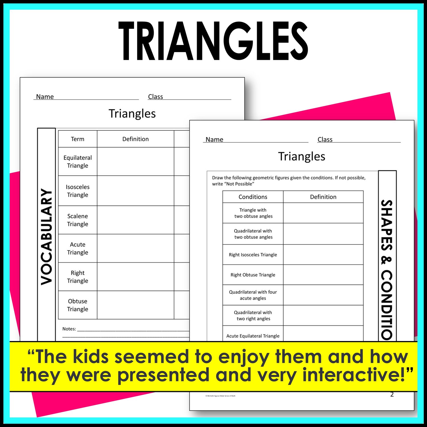 Triangles Guided Notes - 7th Grade Math Notes