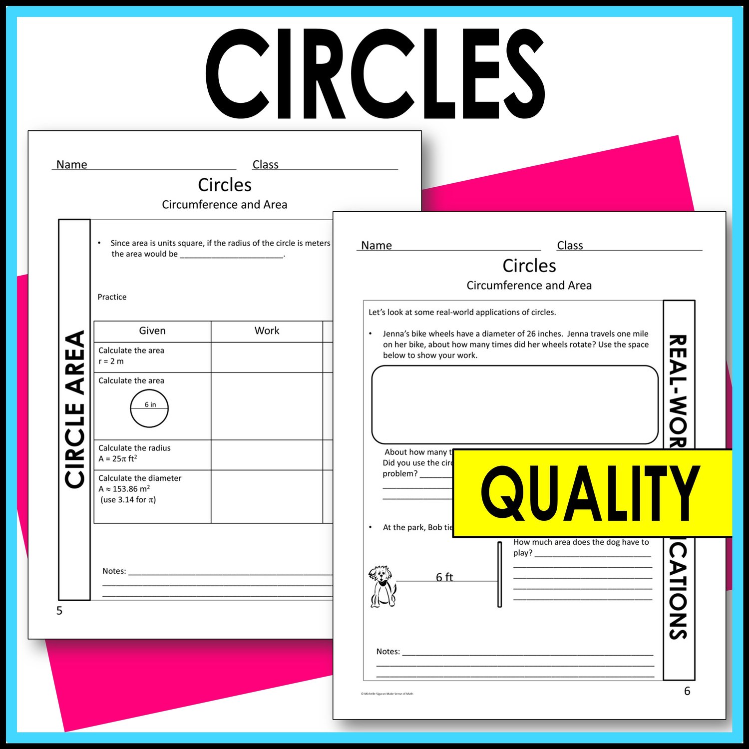 Circles: Area and Circumference Guided Notes