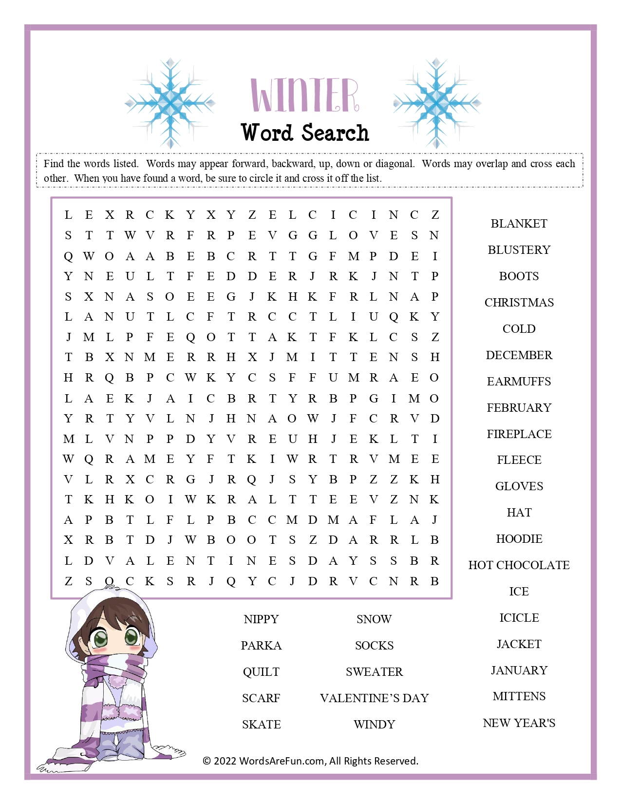 FREE Winter Word Search Puzzle | Fun Printable Activity for Kids Grades 2–5