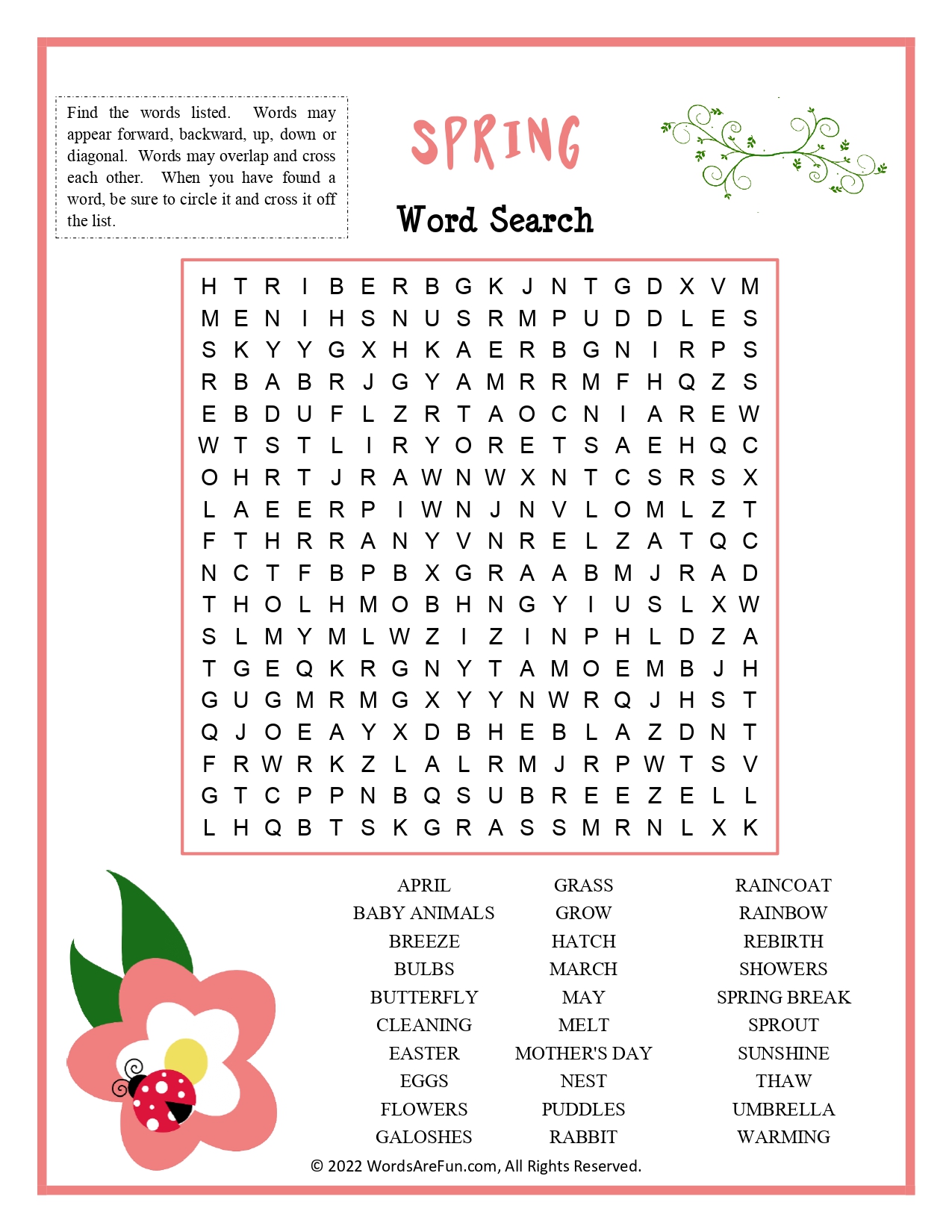 Free Spring Word Search Puzzle – Fun Seasonal Activity for Kids & Students
