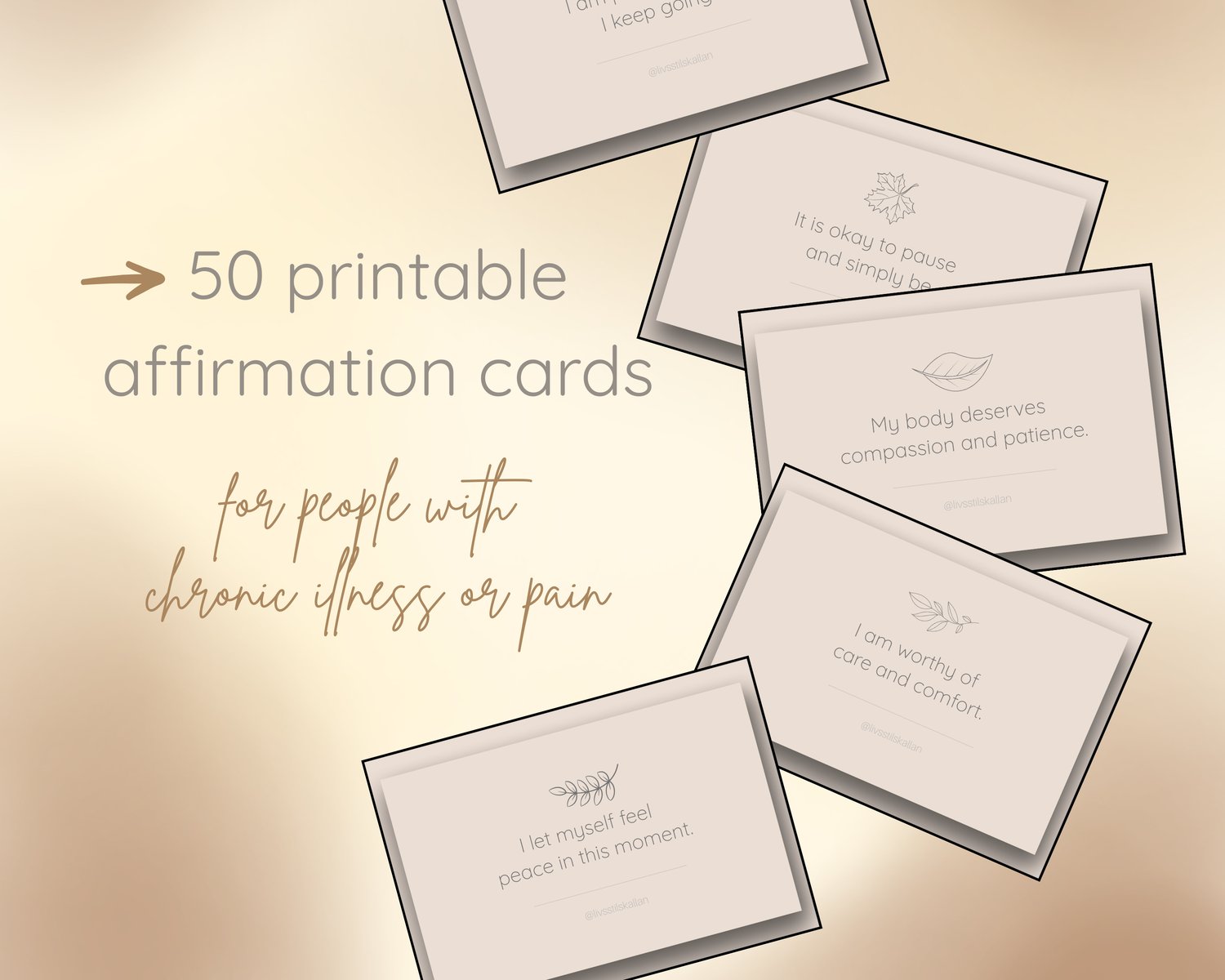 50 printable affirmation cards & 50 digital affirmation cards, to ...