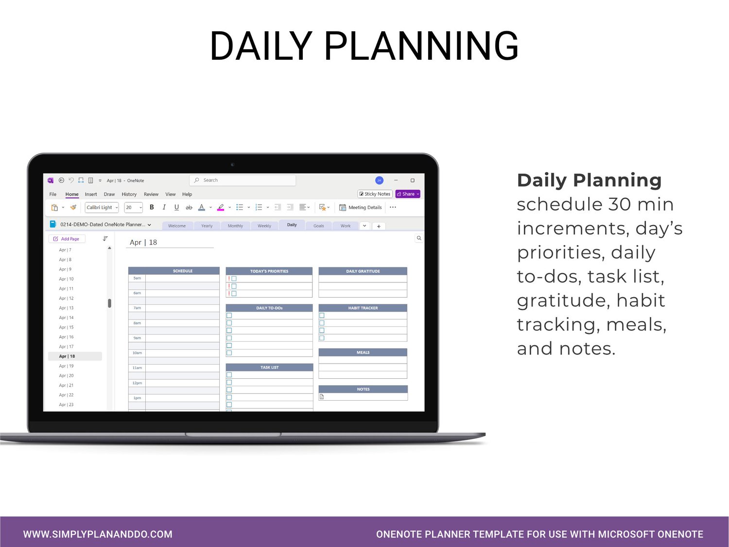 2026 OneNote Dated Digital Planner