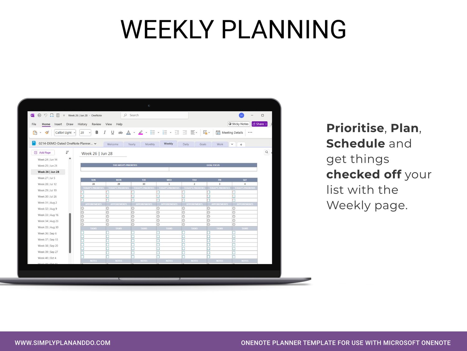 2026 OneNote Dated Digital Planner
