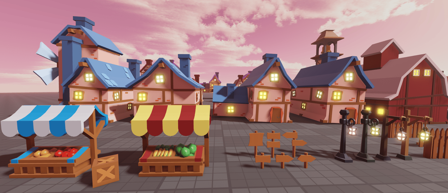 [NEW] Roblox Cartoony Village Buildings & Props Pack
