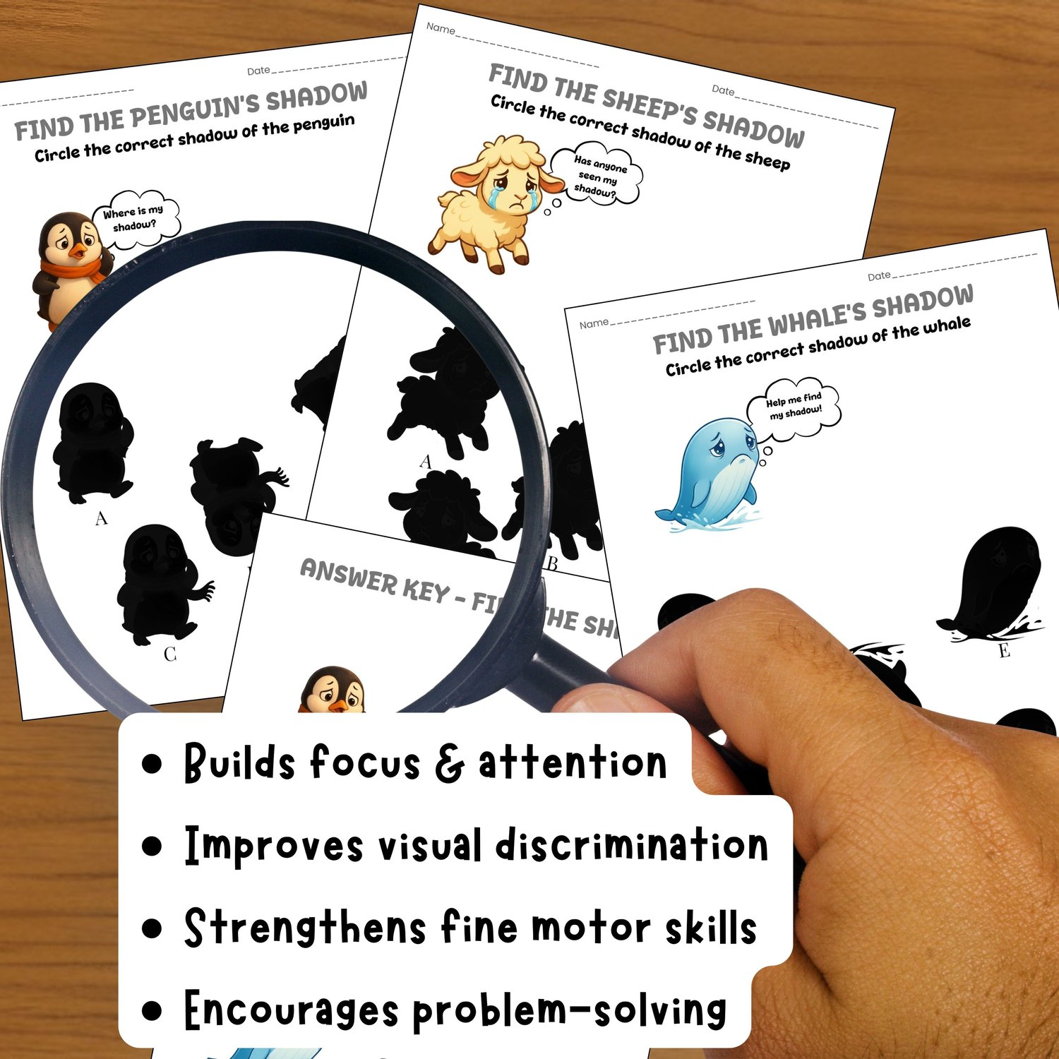 Animal Shadow Matching Worksheets PDF (Ages 3–6) - Payhip