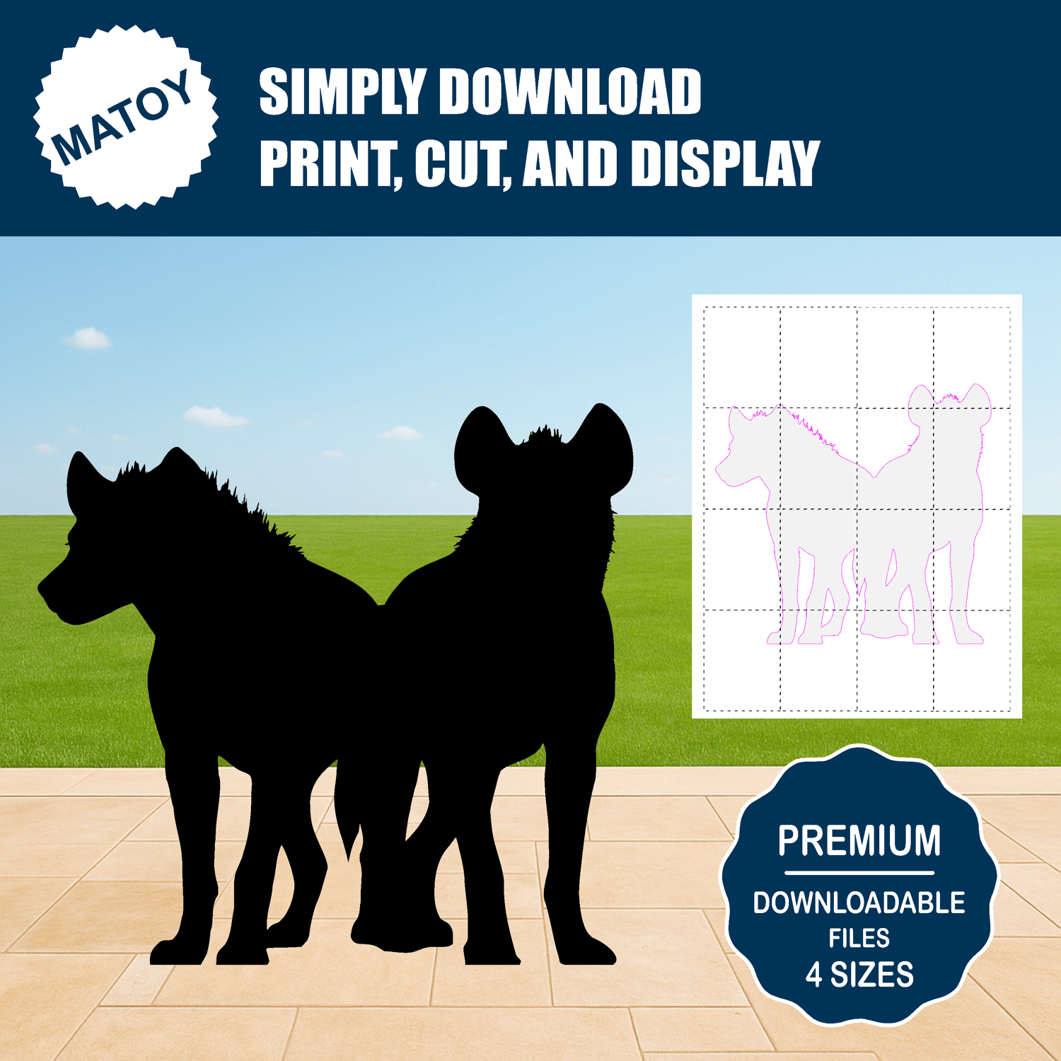 Hyenas Wall and Yard Art Pattern | Trace & Cut Silhouette Stencil ...