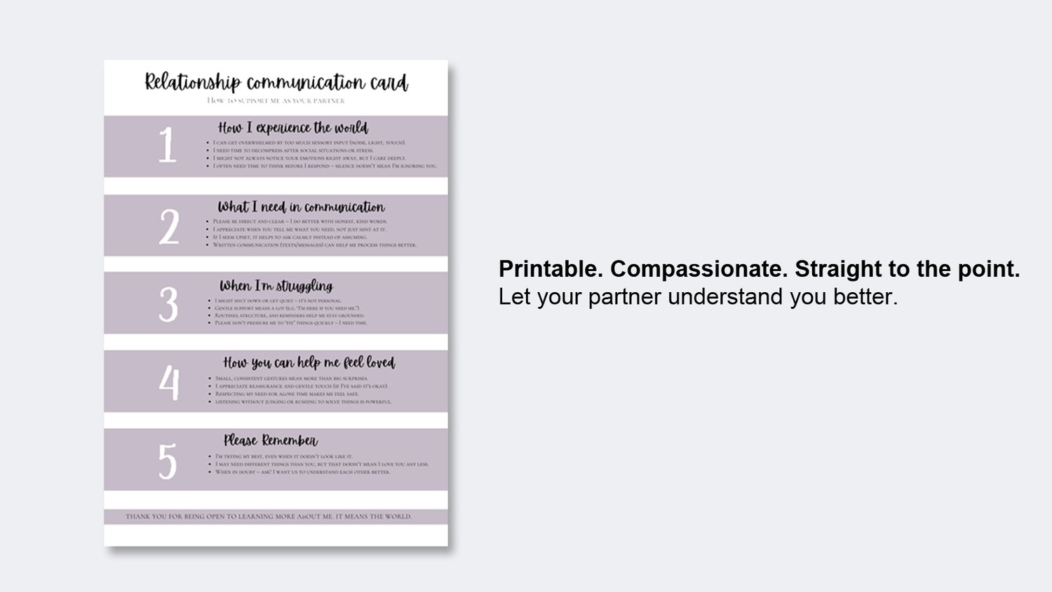 Communication Card – Relationship Edition