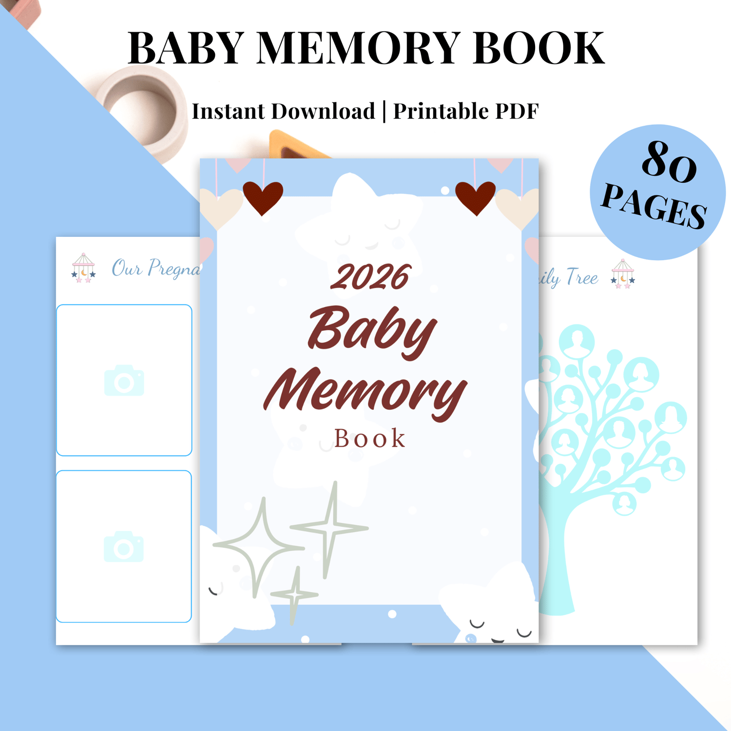 Printable Baby Memory Book Editable Baby Journal Keepsake Milestone ...