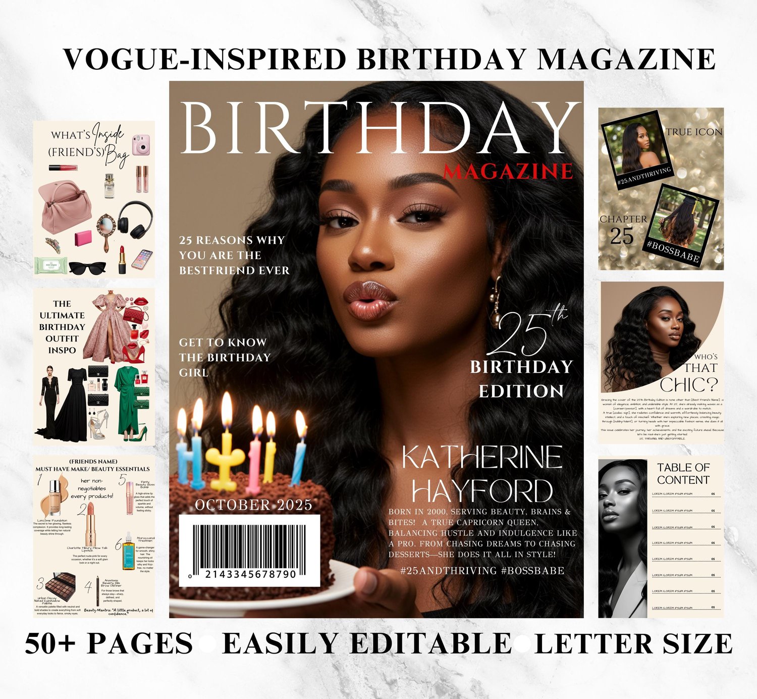 Vogue Birthday Magazine Template Canva, Personalized Birthday Magazine ...