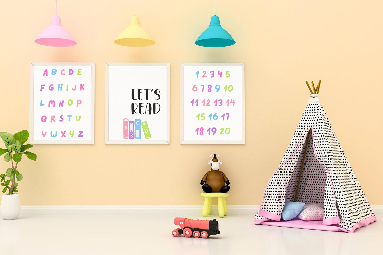 Educational Playroom Wall Art Set | Colorful Kids Room Decor (Digital ...