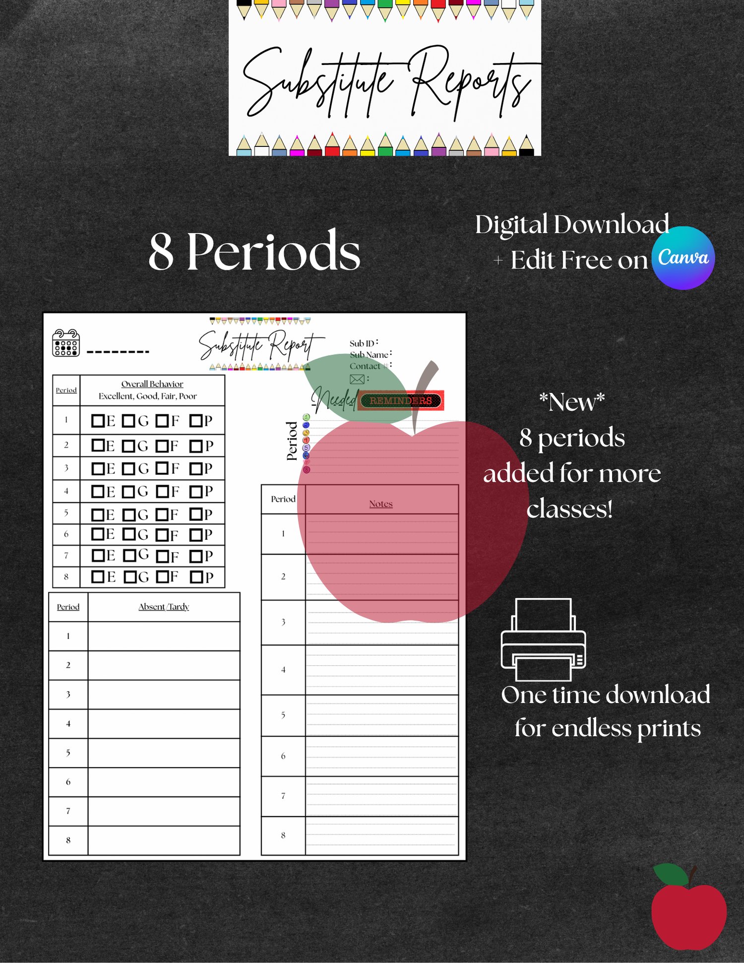 Substitute Report for Middle School - Payhip