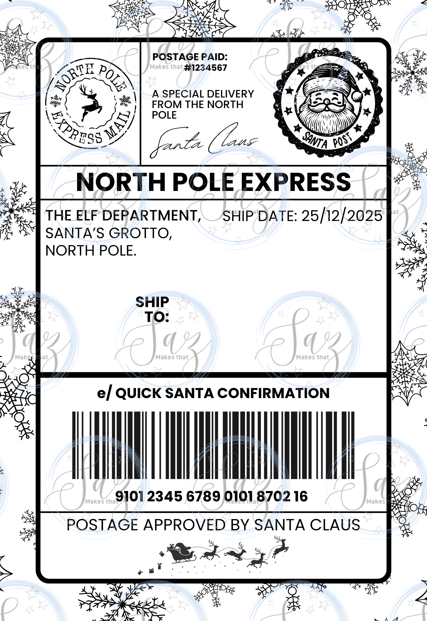 Christmas shipping label digital download - Payhip