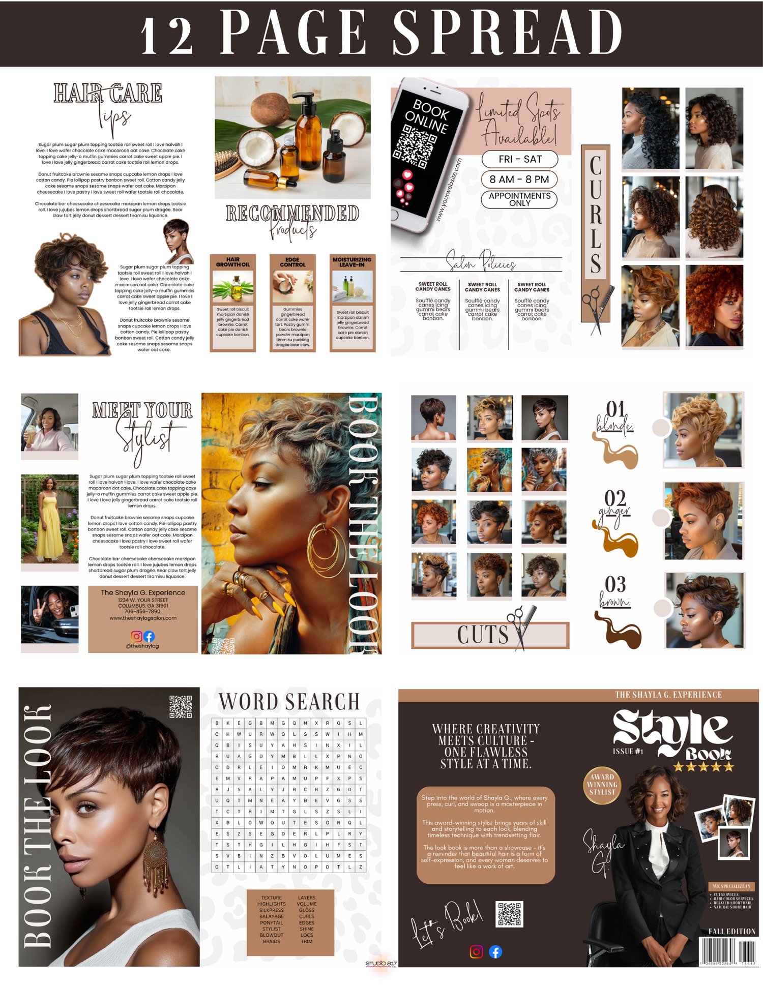 Hairstyle Lookbook Booklet Template – Editable Salon Portfolio Book in ...