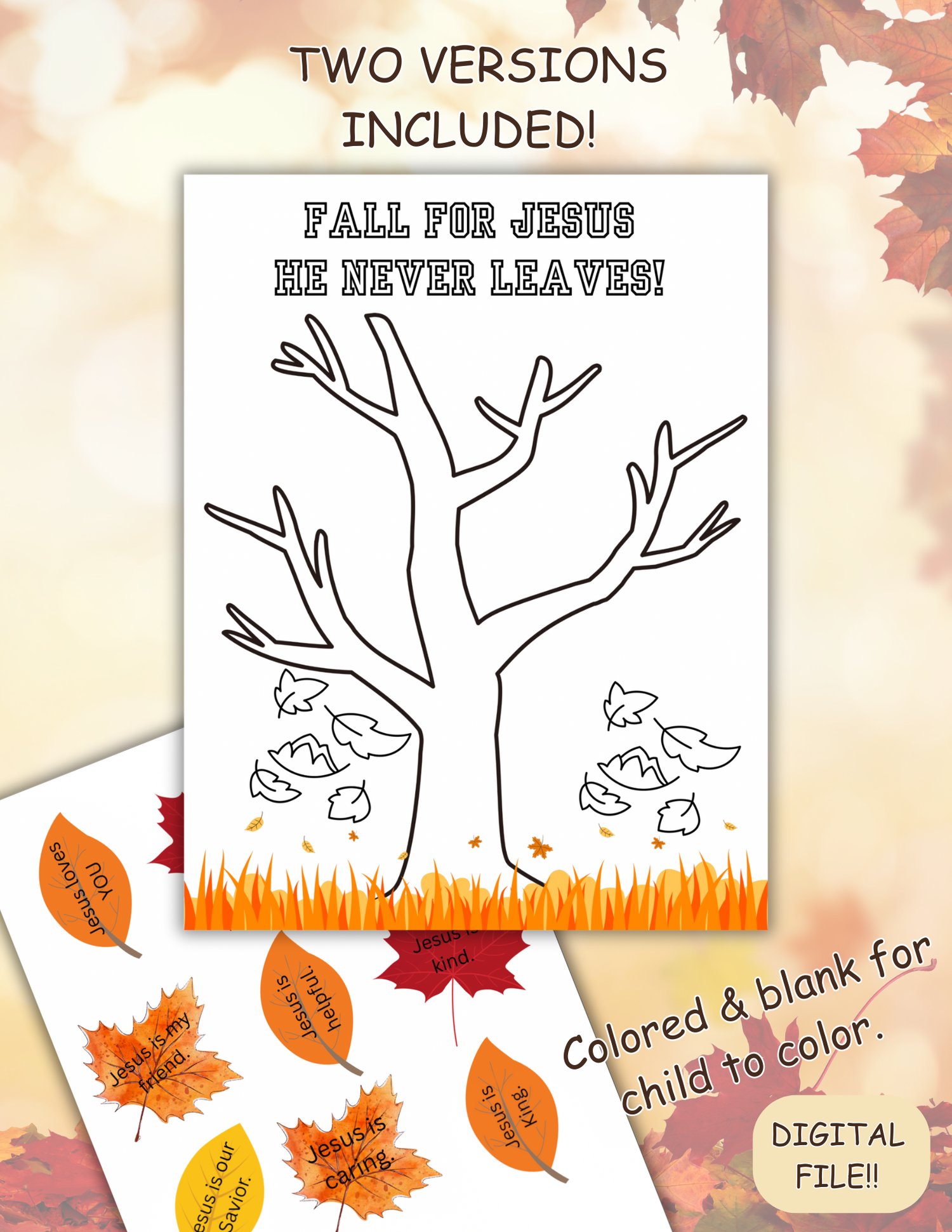 Fall for Jesus: He Never Leaves – 4-Page Printable Craft (Colored ...