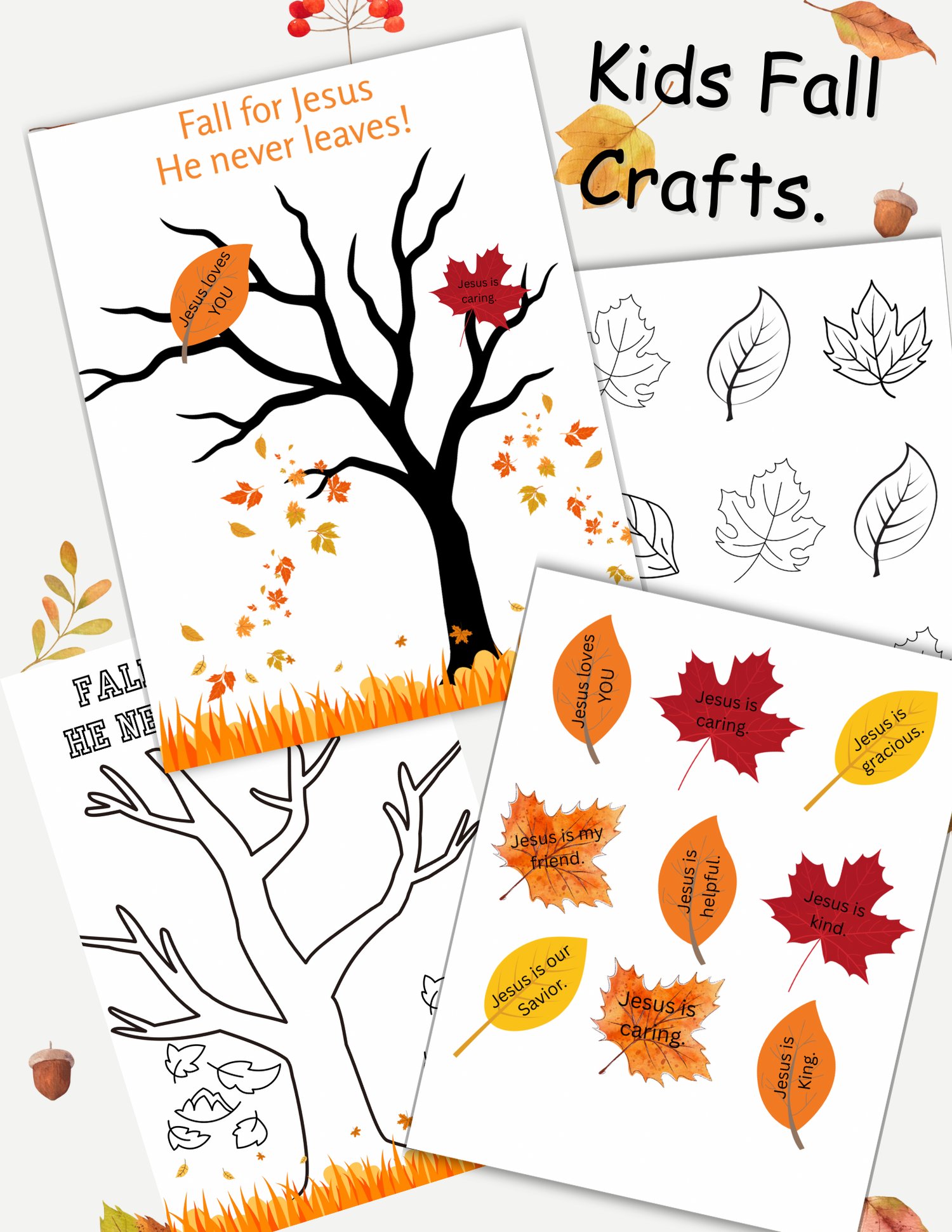 Fall for Jesus: He Never Leaves – 4-Page Printable Craft (Colored ...