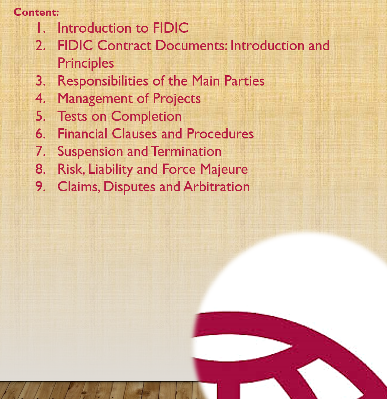 Module 1 - Practical use of FIDIC Conditions of Contracts