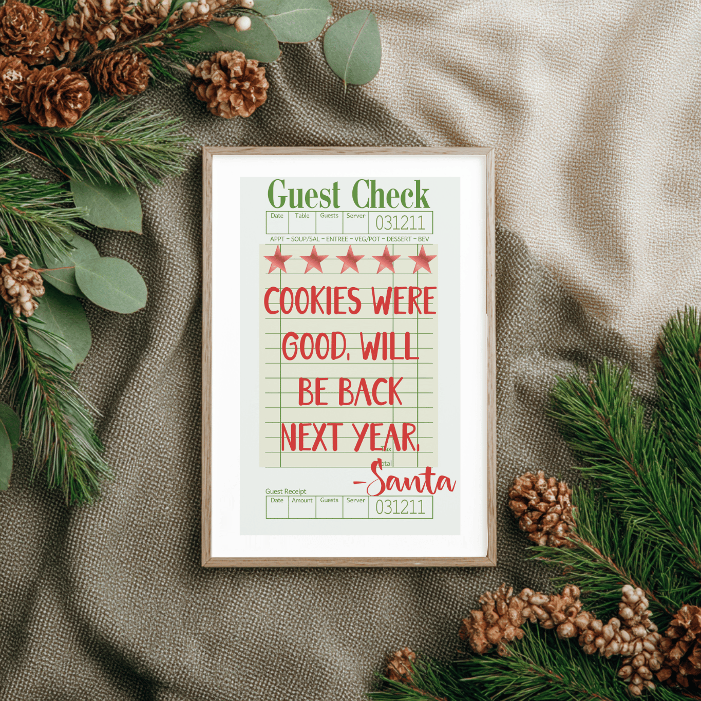 Cookies Were Good Santa Note • Funny Christmas Wall Art • Santa Guest ...