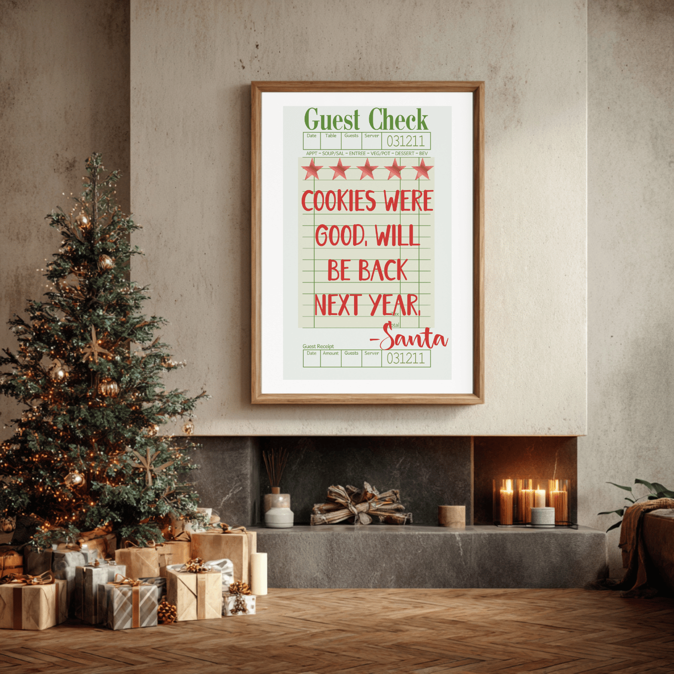 Cookies Were Good Santa Note • Funny Christmas Wall Art • Santa Guest ...