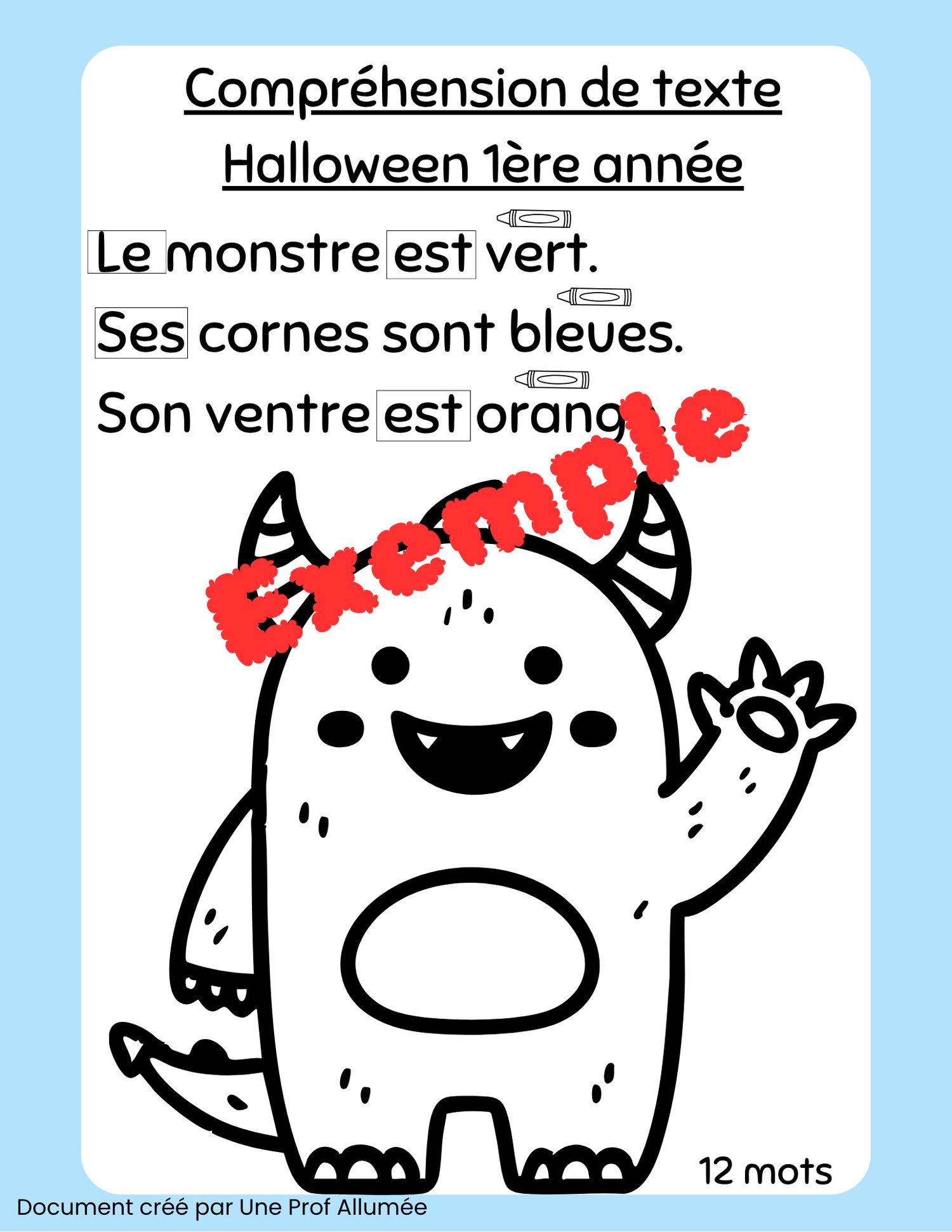 Compréhension de texte Halloween 1ere année - Payhip