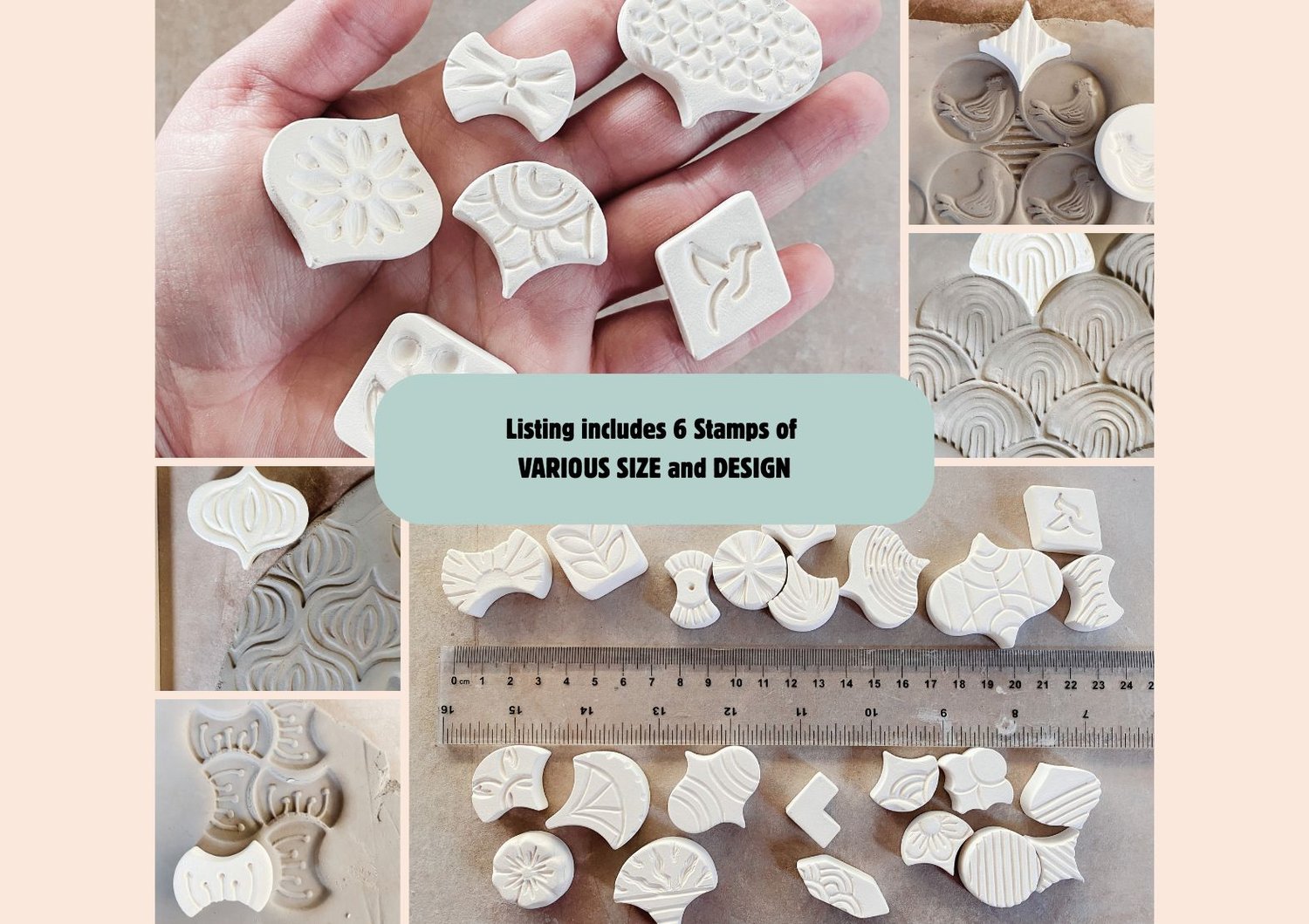 Hand Carved Clay Stamps | Geometric Shapes for Patterns | Pottery ...
