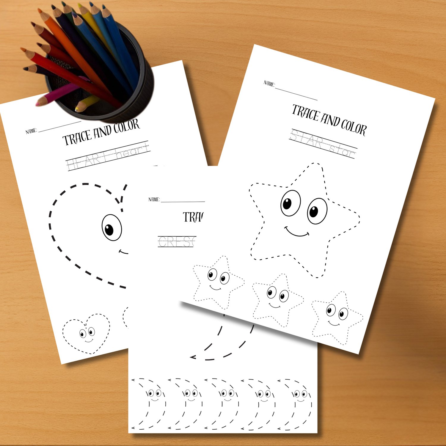 Trace & Color Shapes Worksheets (16 Pages) – Preschool & Kindergarten ...