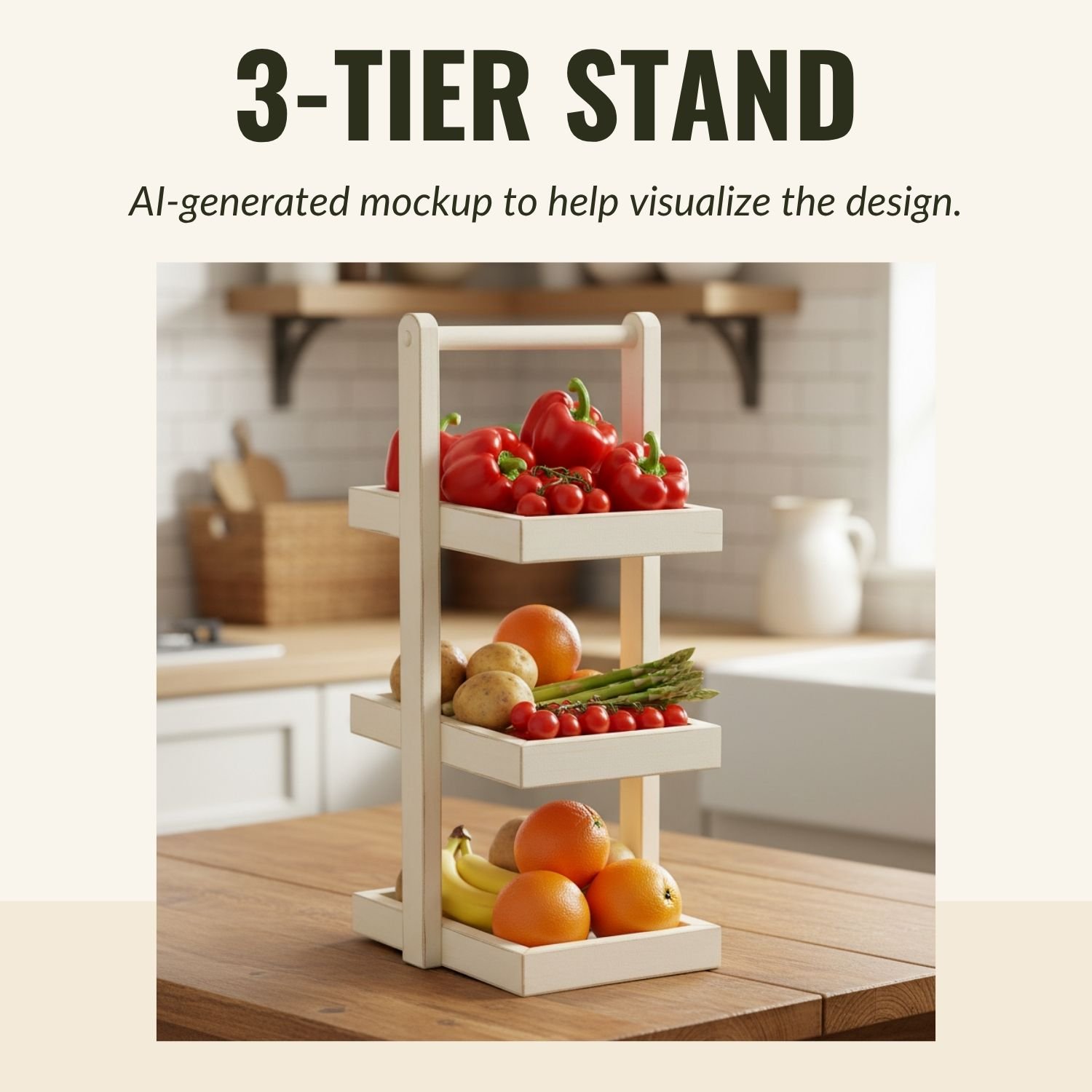 DIY Wooden 3-Tier Stand (Sketch & Specs)