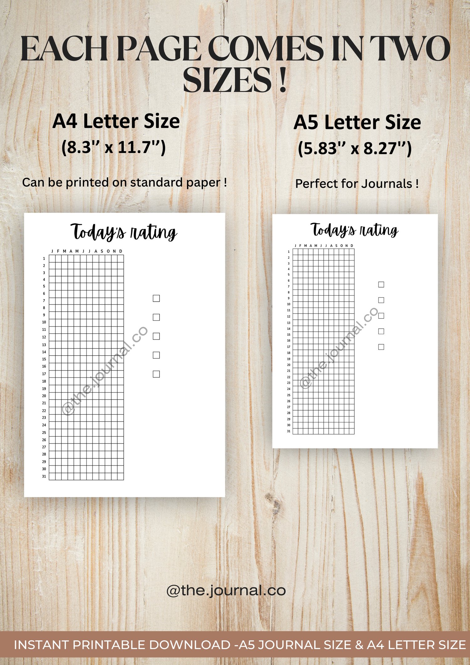 Basic Yearly Journal Bundle (9 Pages) - Printable A4 letter size & A5 ...